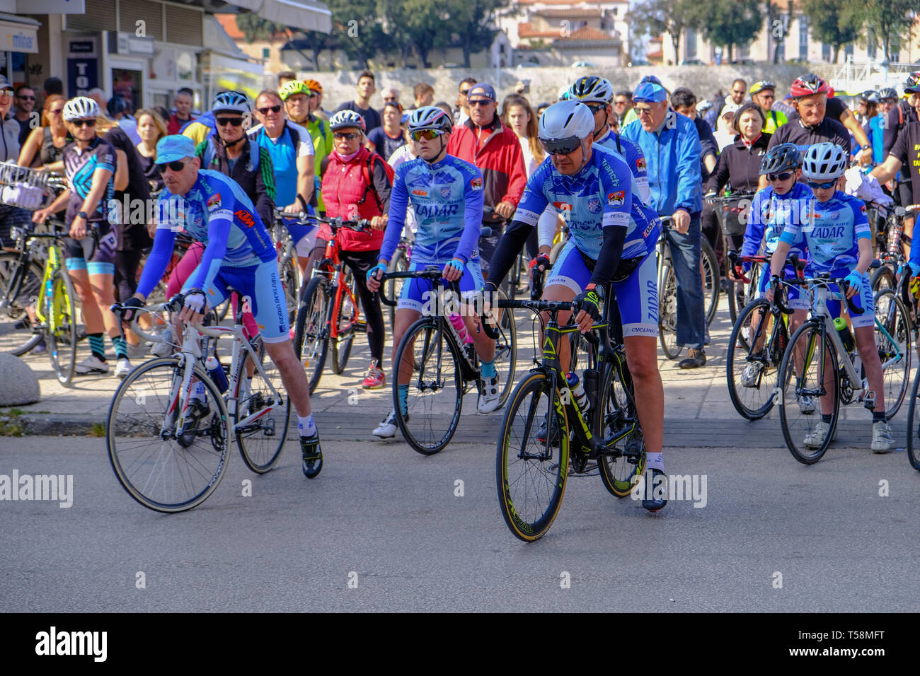 Departure of the annual Easter Monday bicycle tour from Zadar to Vir ...