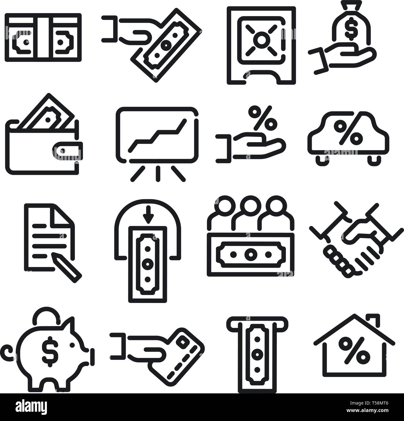 illustration of business finance icon set black outline Stock Vector ...
