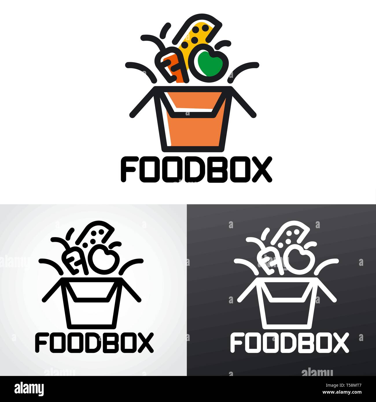illustration of graphic sign and logo for food and snack box Stock ...