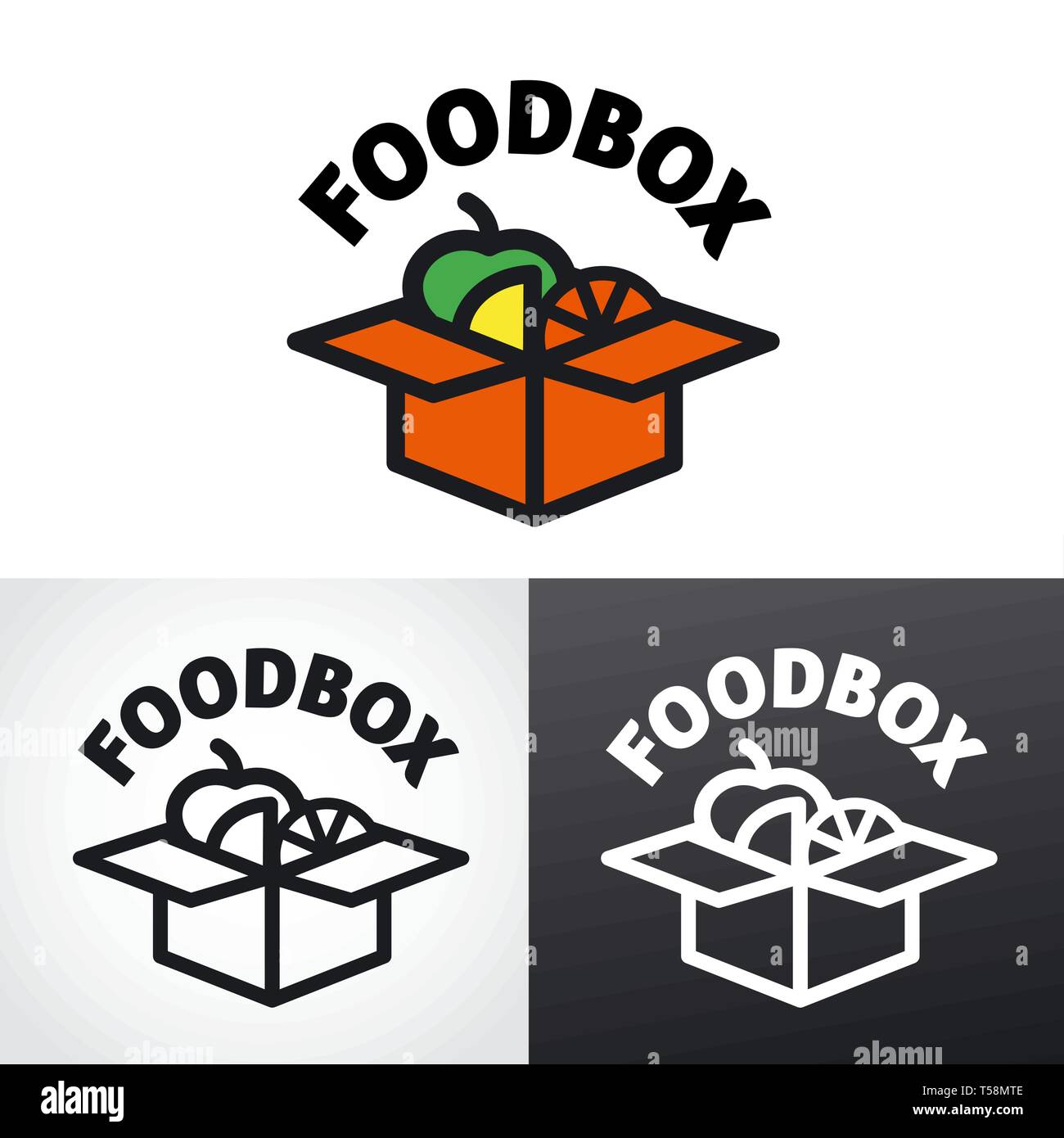 illustration of graphic sign and logo for food and snack box Stock ...
