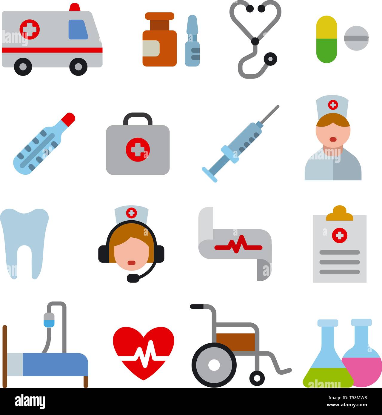 Nurse flat color icons Stock Vector Images - Alamy