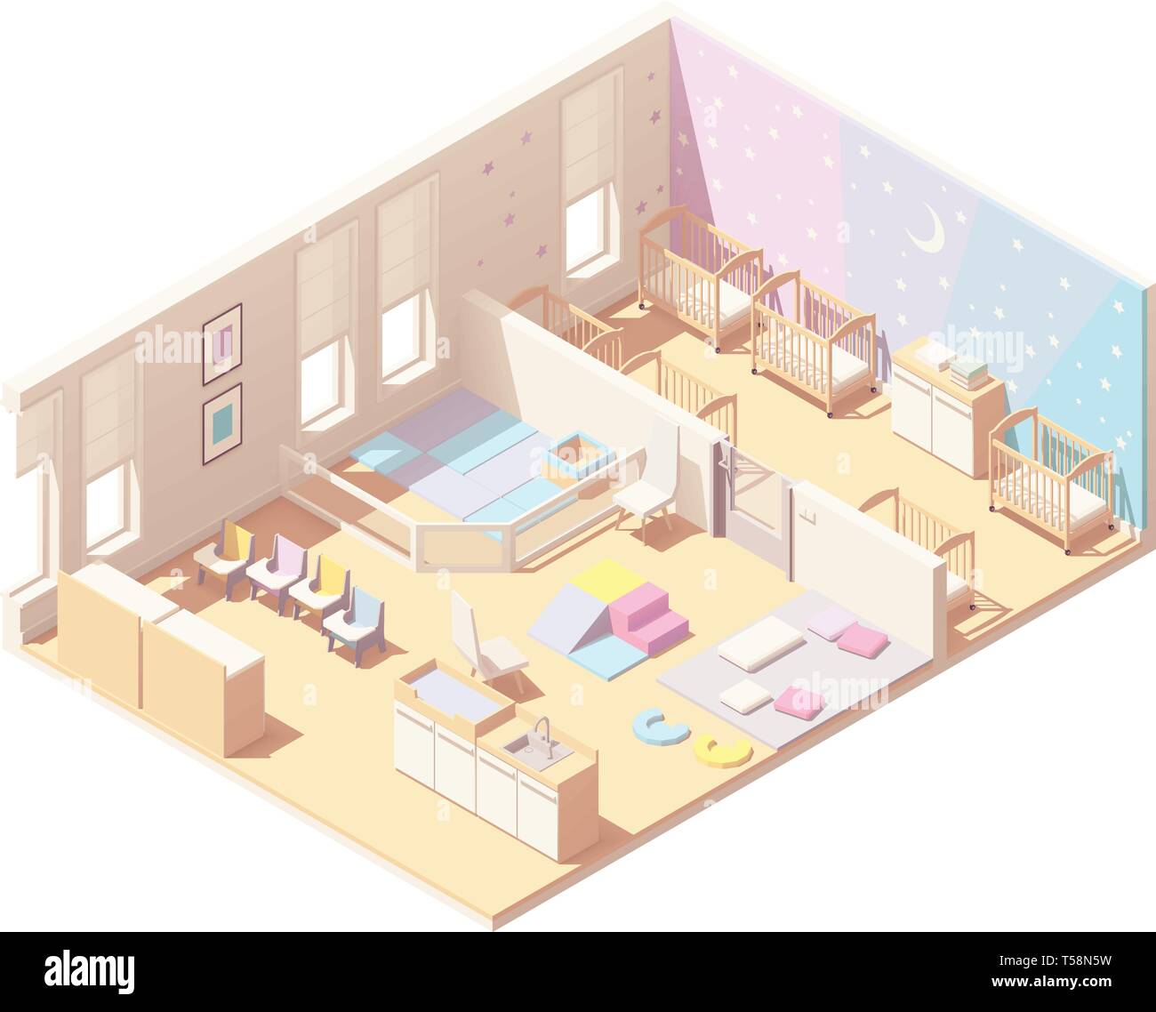 Isometric infant daycare classroom Stock Vector Image & Art - Alamy
