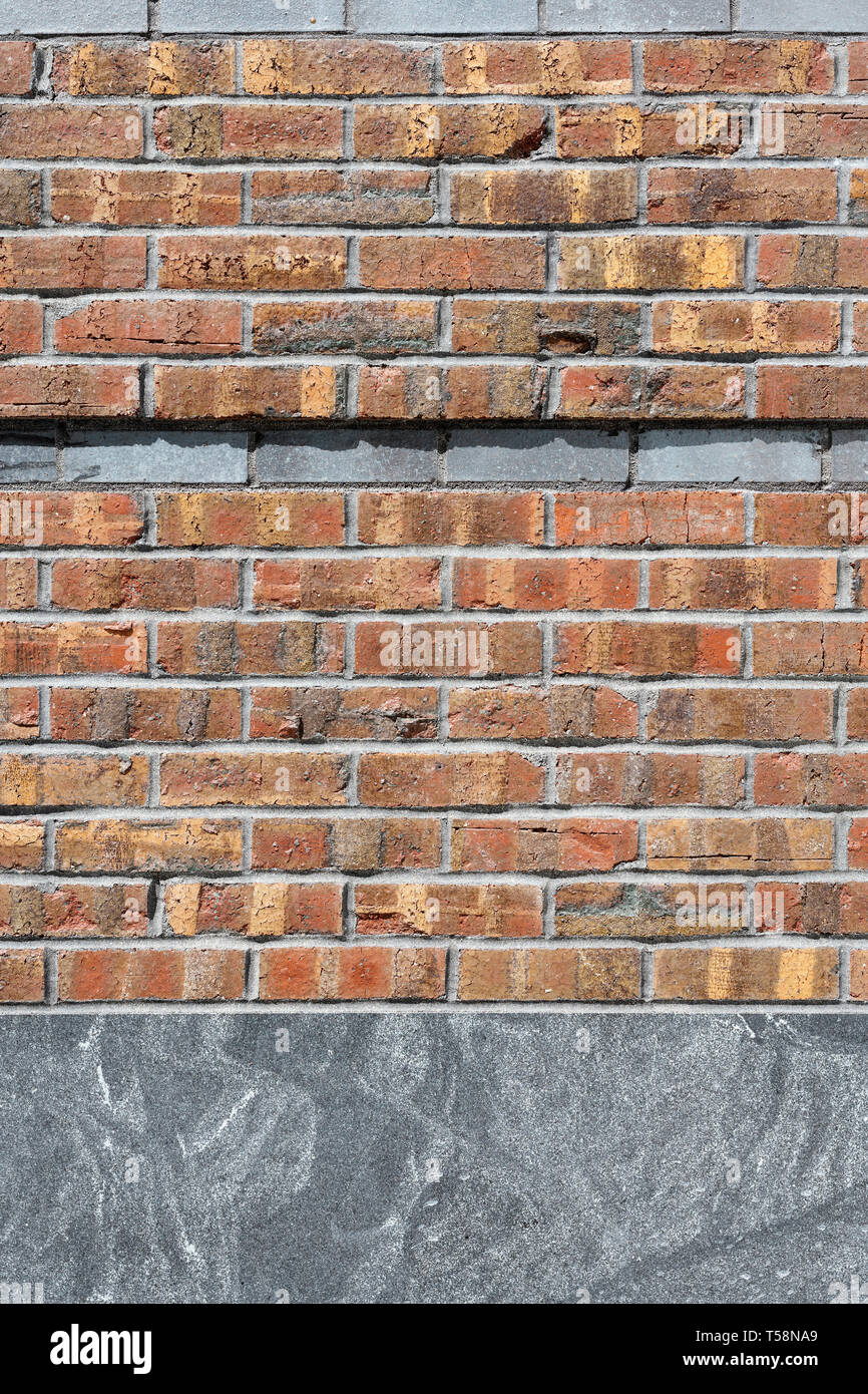 Detail of brickwork on column base. Henry Hall, New York, United States ...