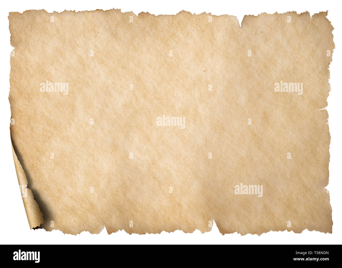 Old vintage paper or map sheet isolated on white Stock Photo - Alamy