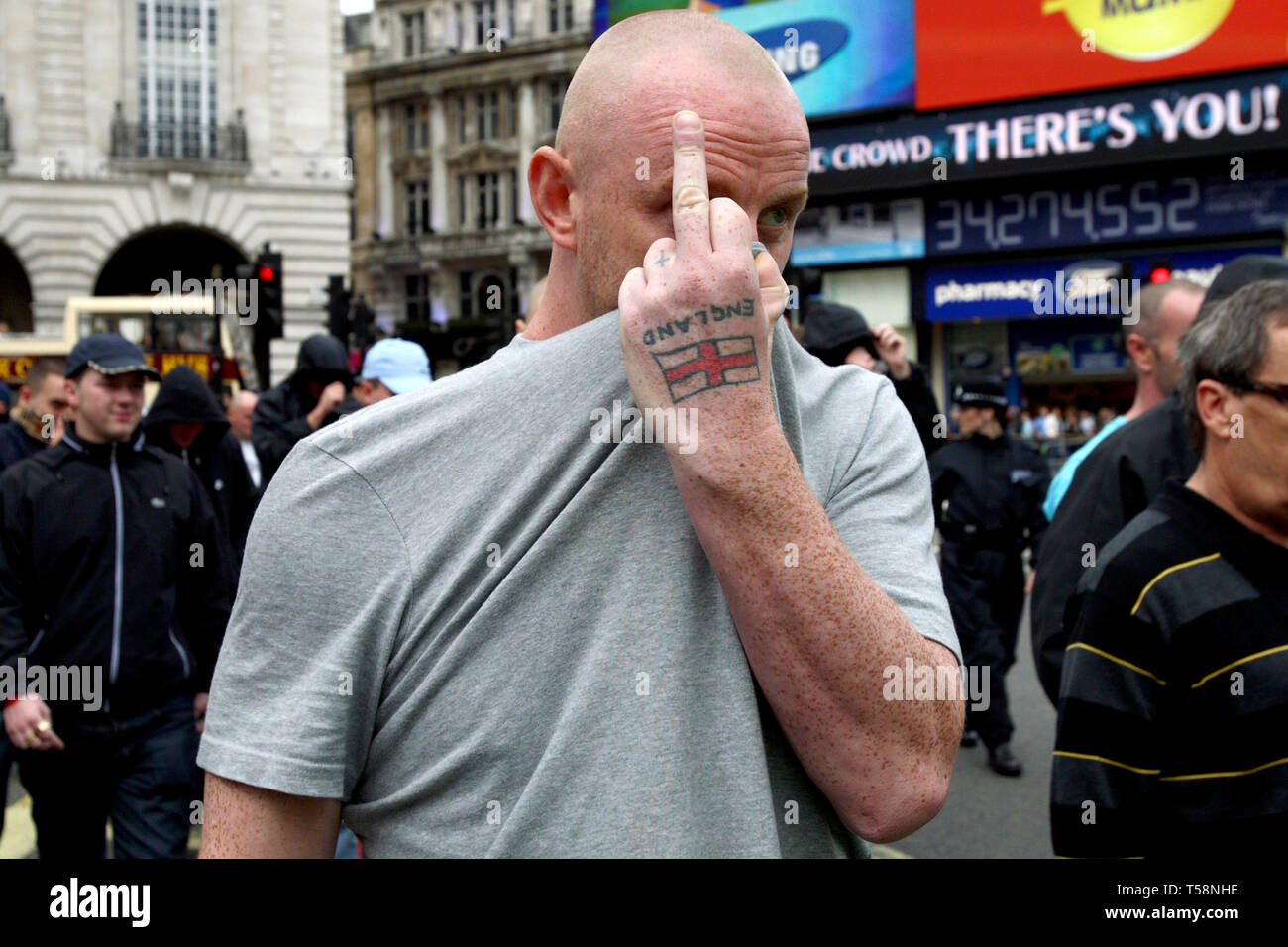 Members of the far right English Defence League protest against a ...