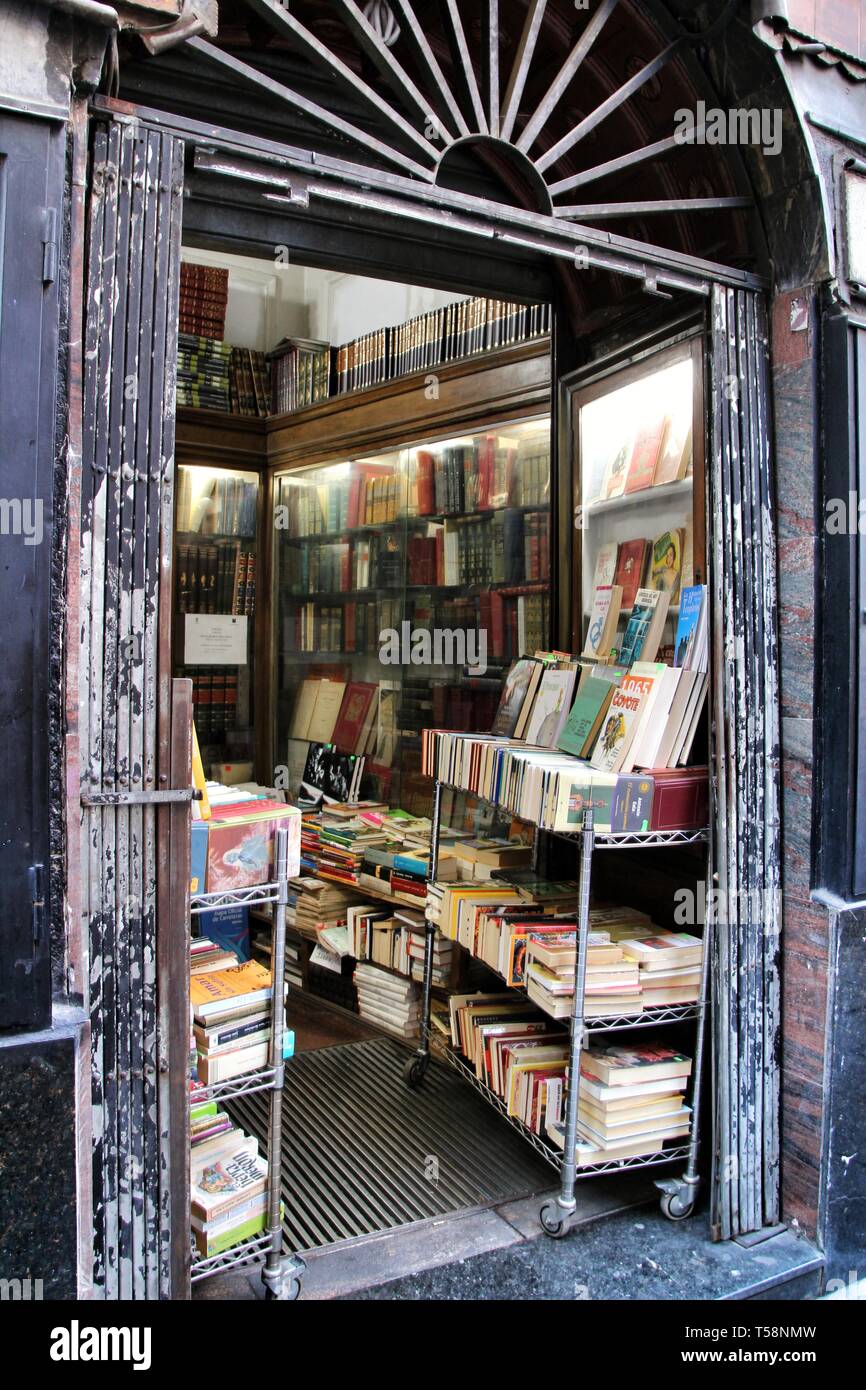 Madrid, Spain- March 7, 2019: Old vintage and beautiful bookstore ...