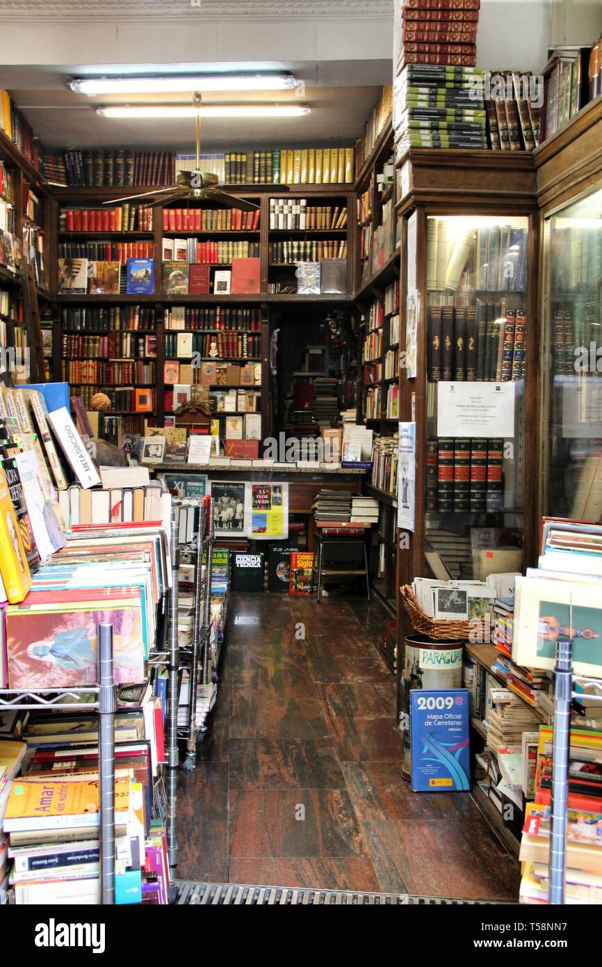 Madrid, Spain- March 7, 2019: Old vintage and beautiful bookstore ...