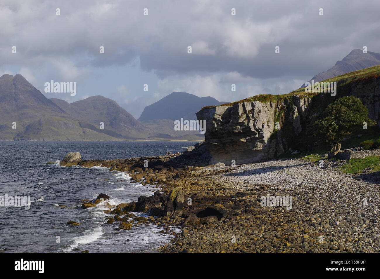 Iconic view from Elgol towards the culling Hills beyond Loch Scavaig ...