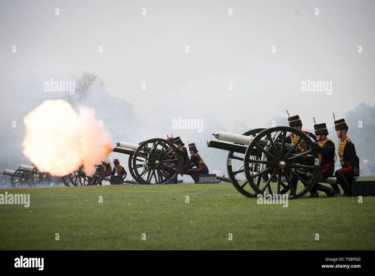 The King's Troop Royal Horse Artillery fire a 41 Gun Royal Salute to ...