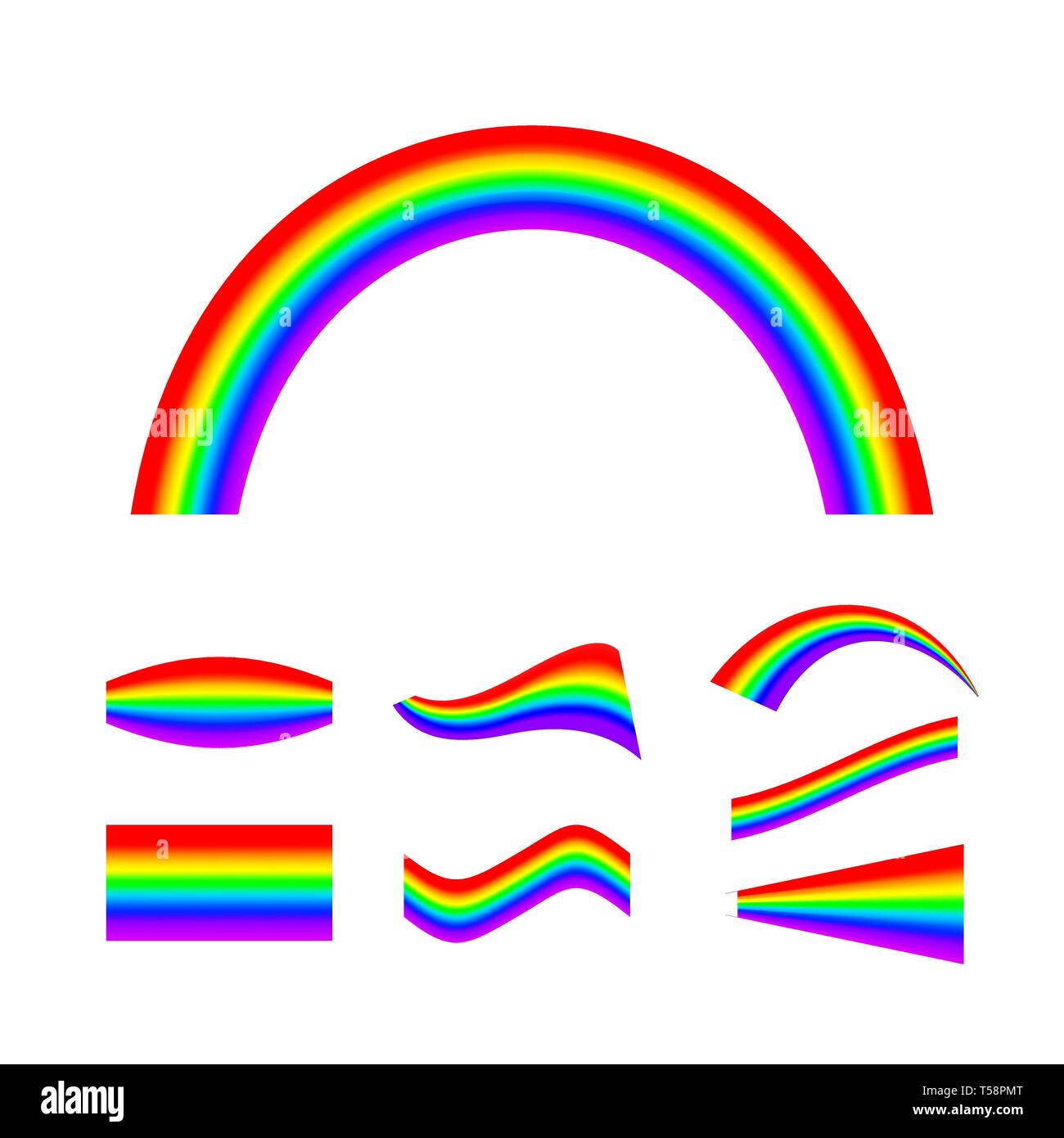 Abstract Rainbow set in different shapes. Vector illustration isolated ...