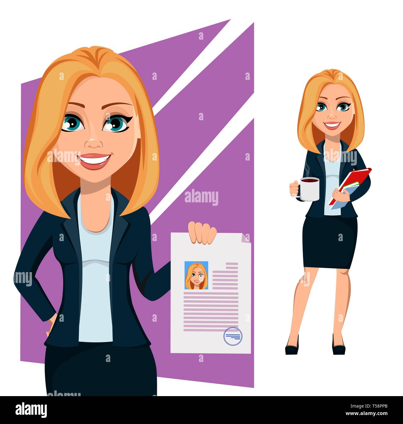 Cheerful female manager holding Stock Vector Images - Alamy