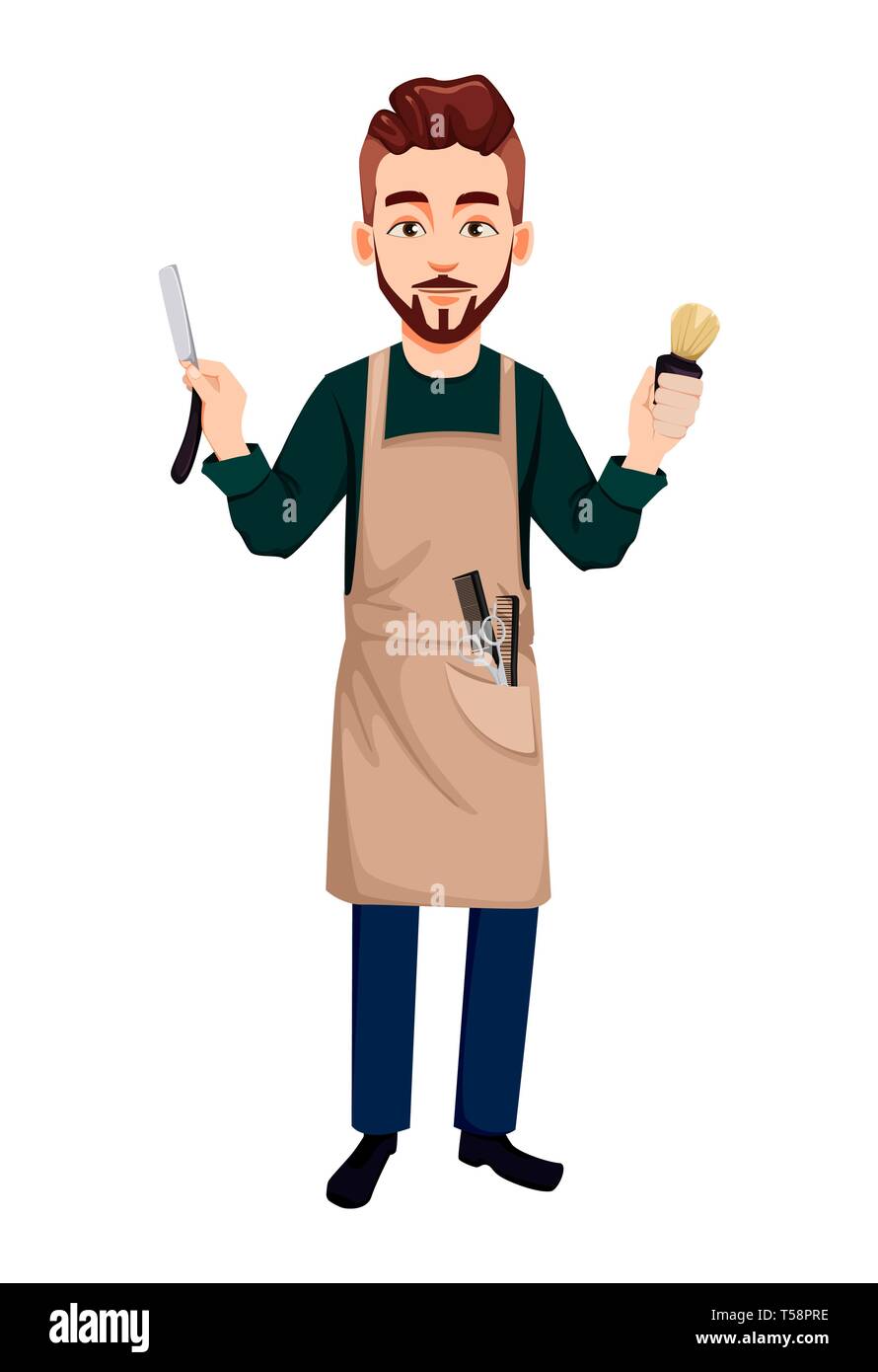 Man in barbershop shaving Cut Out Stock Images & Pictures - Alamy