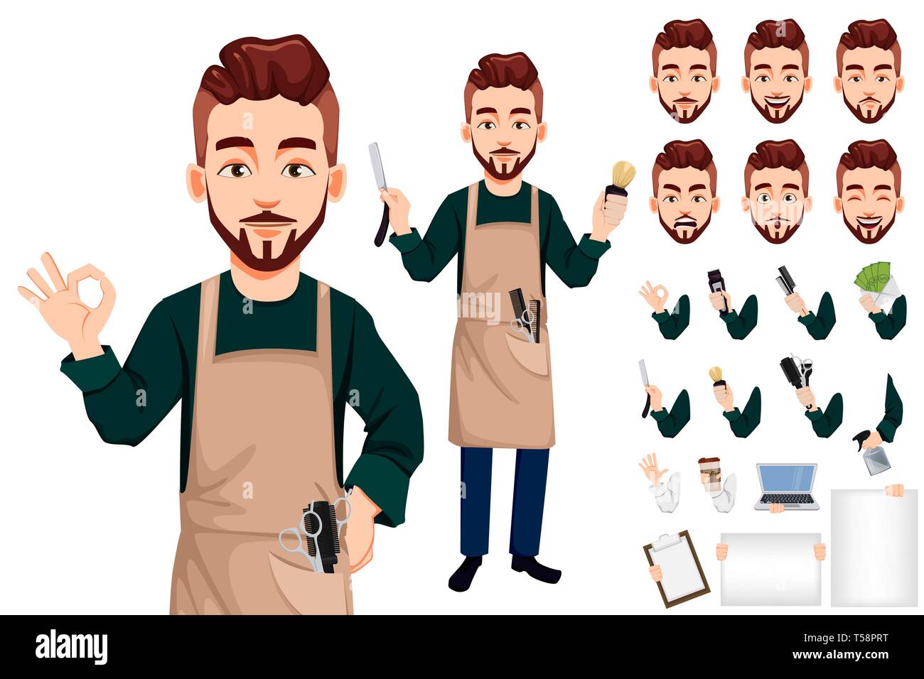 Master barber, pack of body parts, emotions and things. Create your ...