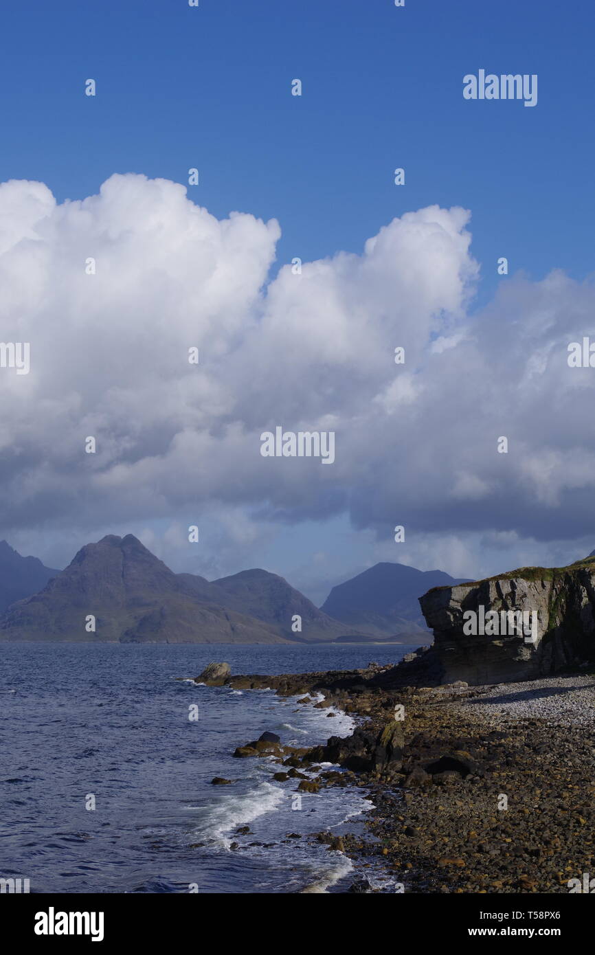 Iconic view from Elgol towards the culling Hills beyond Loch Scavaig ...