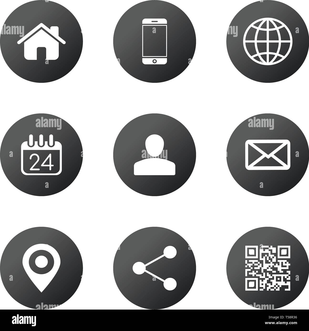 Contact communication icons for business card, web, apps. Vector ...