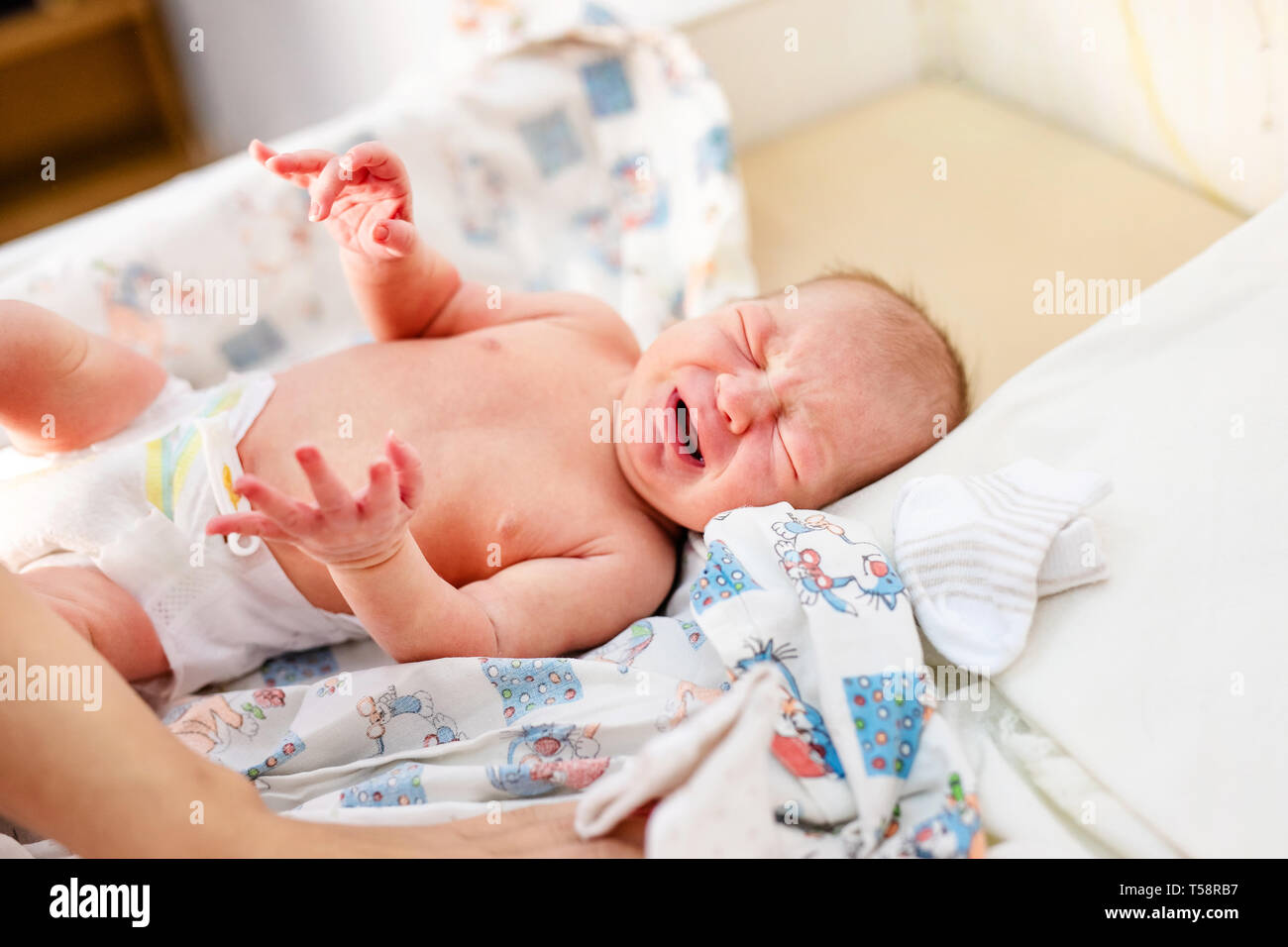 Newborn baby. Little child in medicine hospital. Medical health care ...