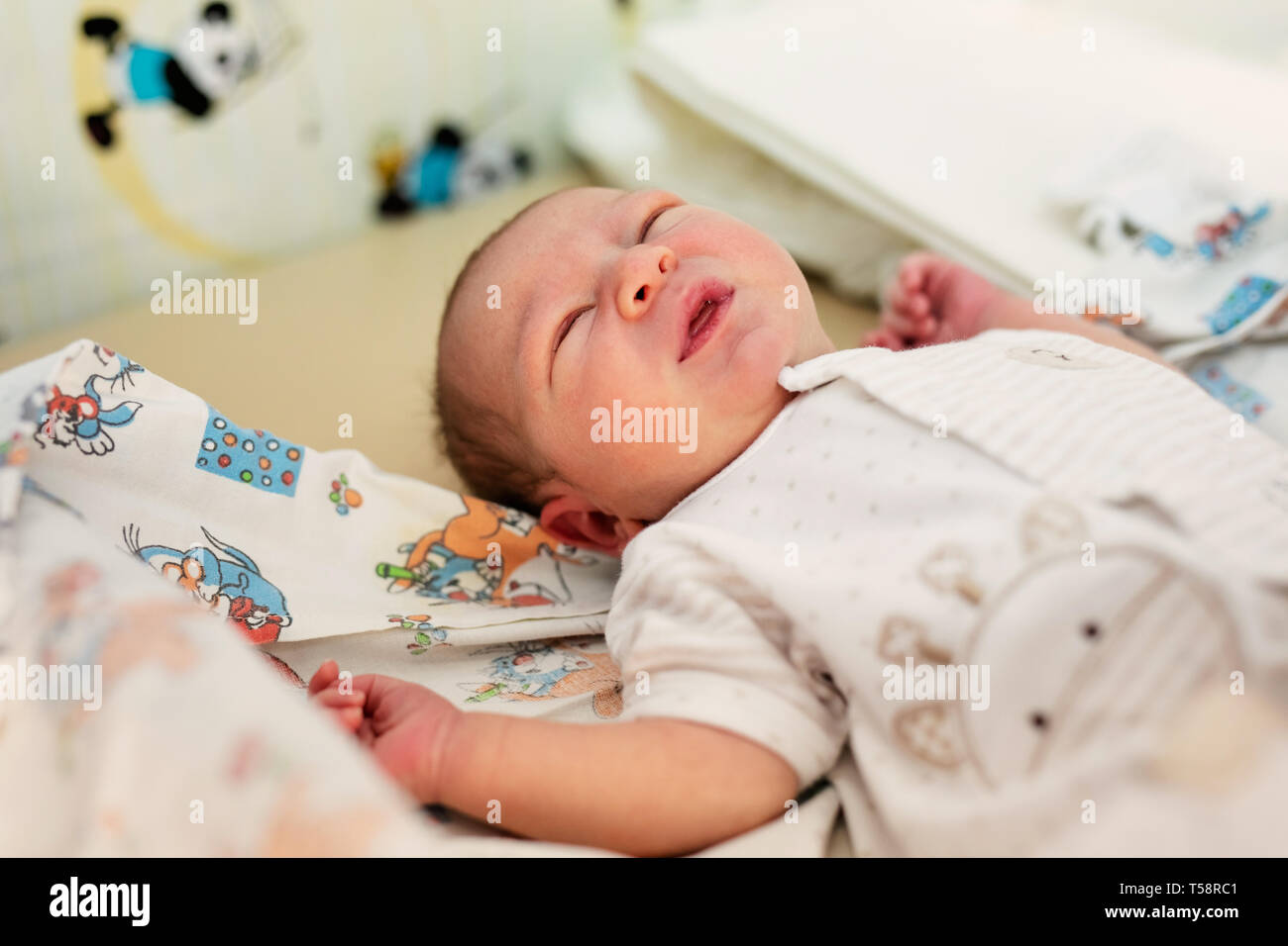 Newborn baby. Little child in medicine hospital. Medical health care ...