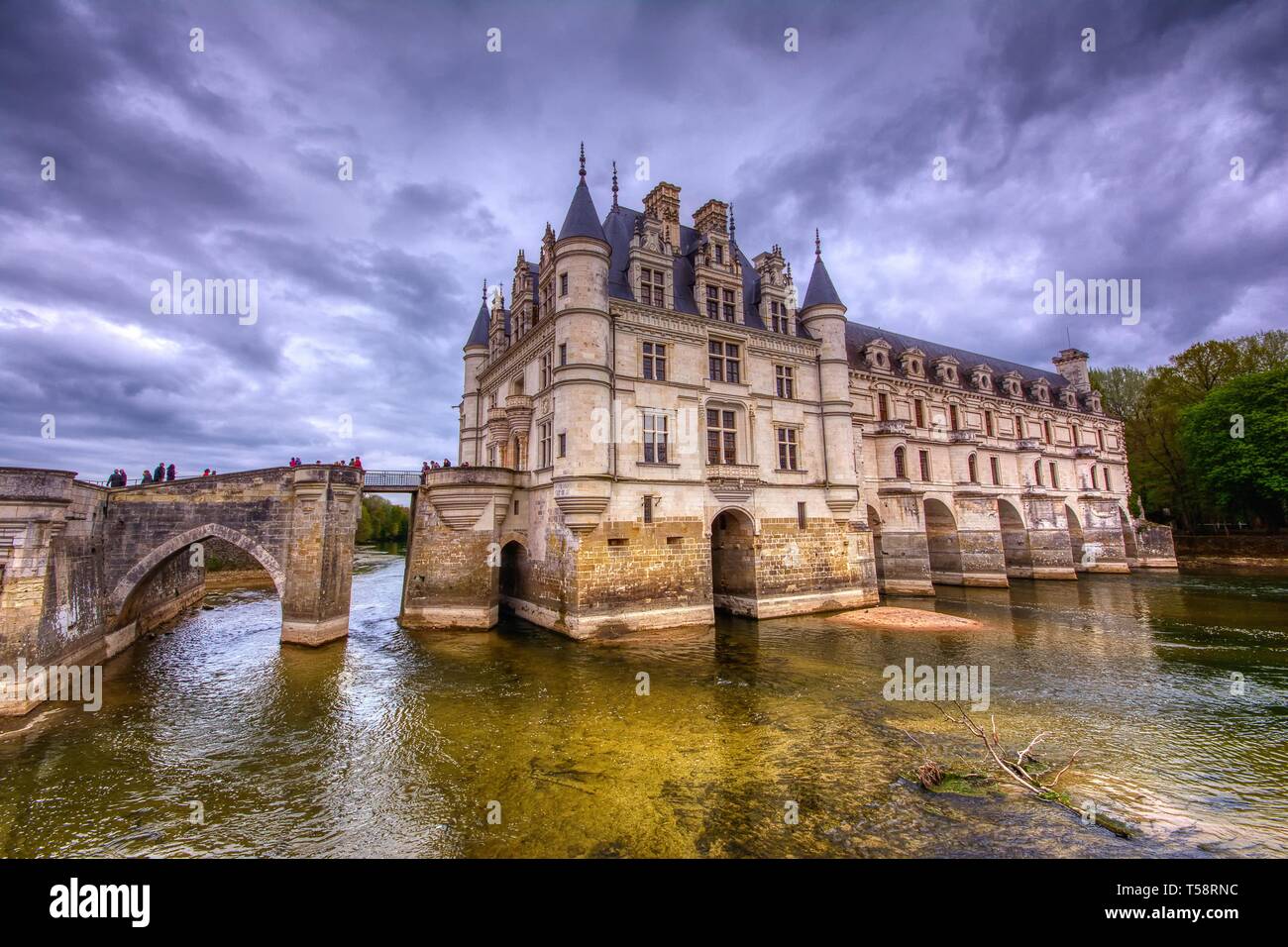 Chenonceau, France - April 16, 2019: Medieval castle in Chenonceaux ...