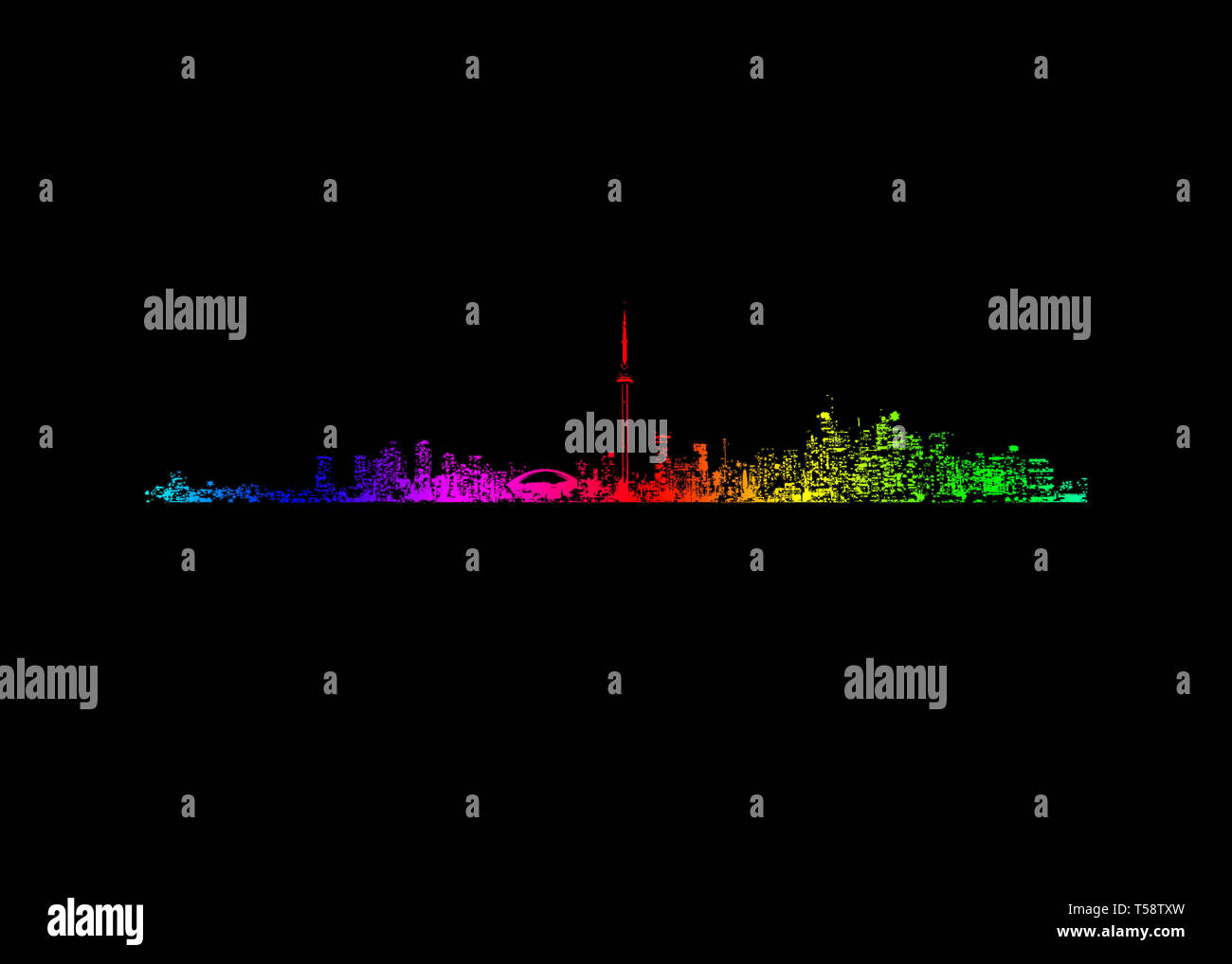 The City Of Toronto skyline painted in all the colors of the rainbow ...