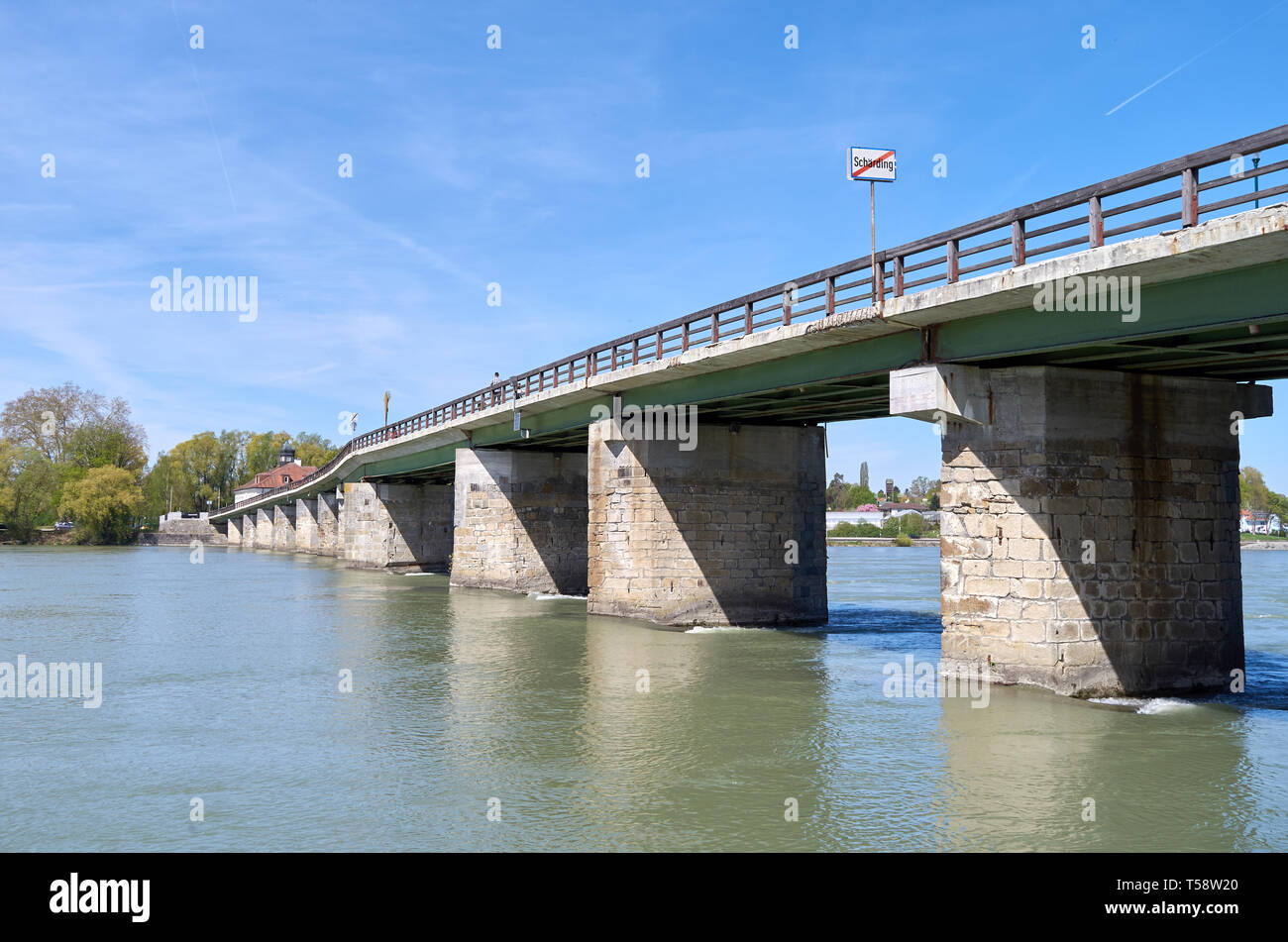 The beautiful Austrian town Scharding at the river Inn Stock Photo - Alamy