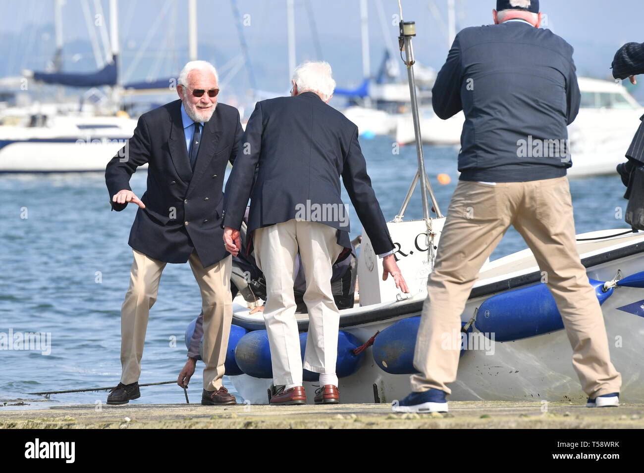 Sir Robin Knox-Johnson arrives at the Royal Yacht Club jetty after ...