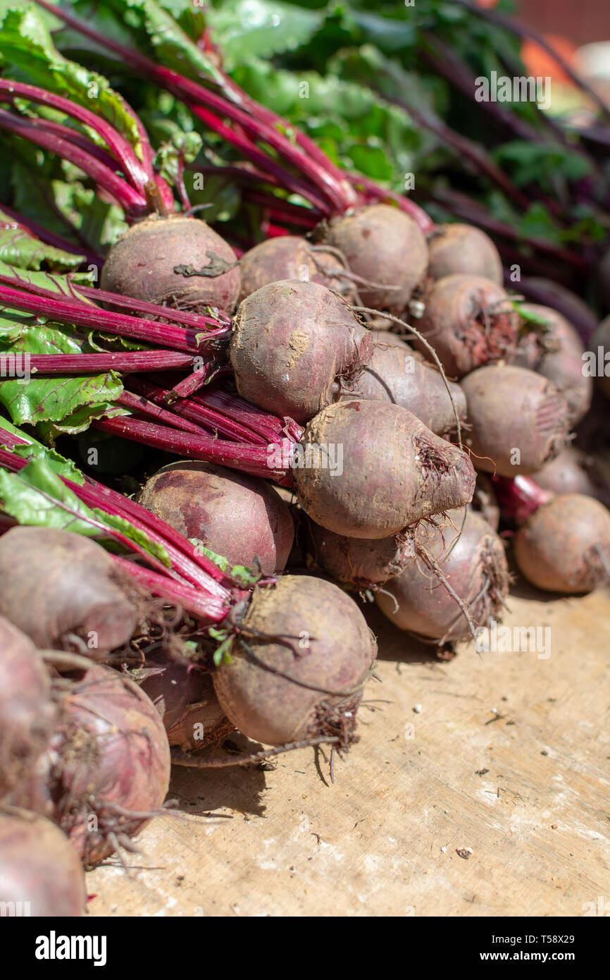 Farmer market in Nafplio, Greece, new harvest of red beetroot vegetable ...