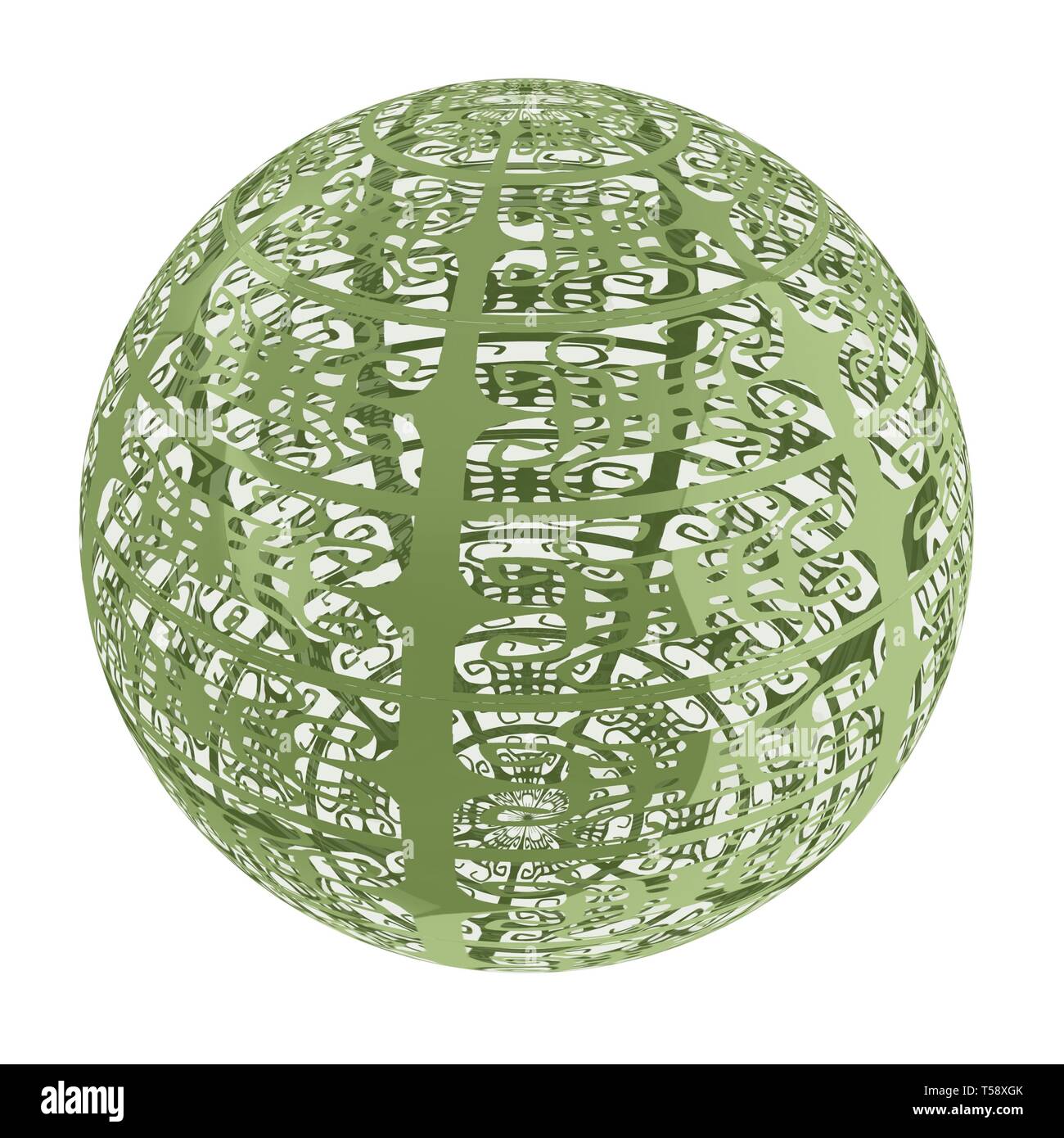 Arabic abstract glossy dark green geometric sphere Stock Photo - Alamy