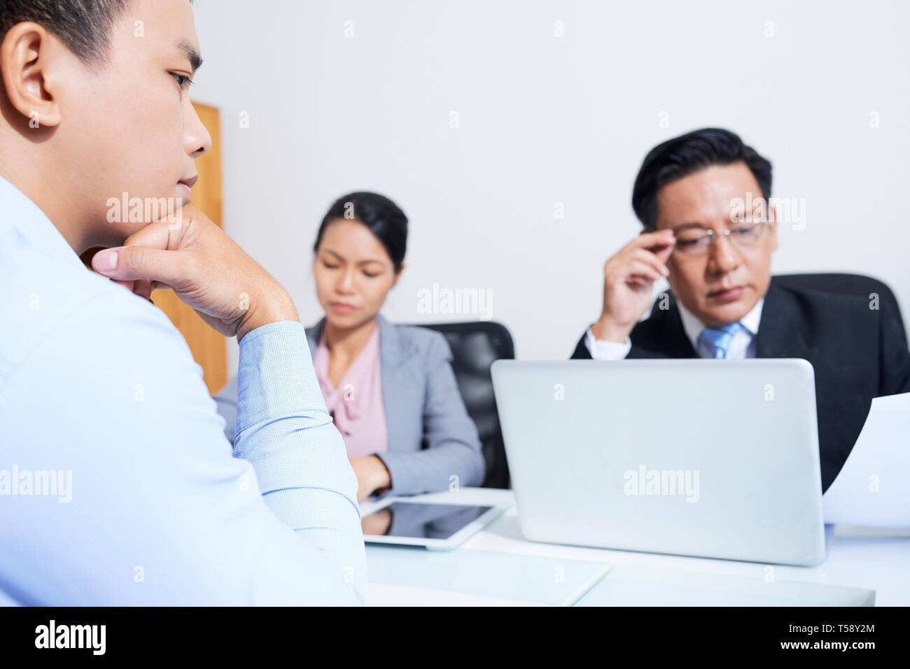 Tense moment at interview Stock Photo - Alamy