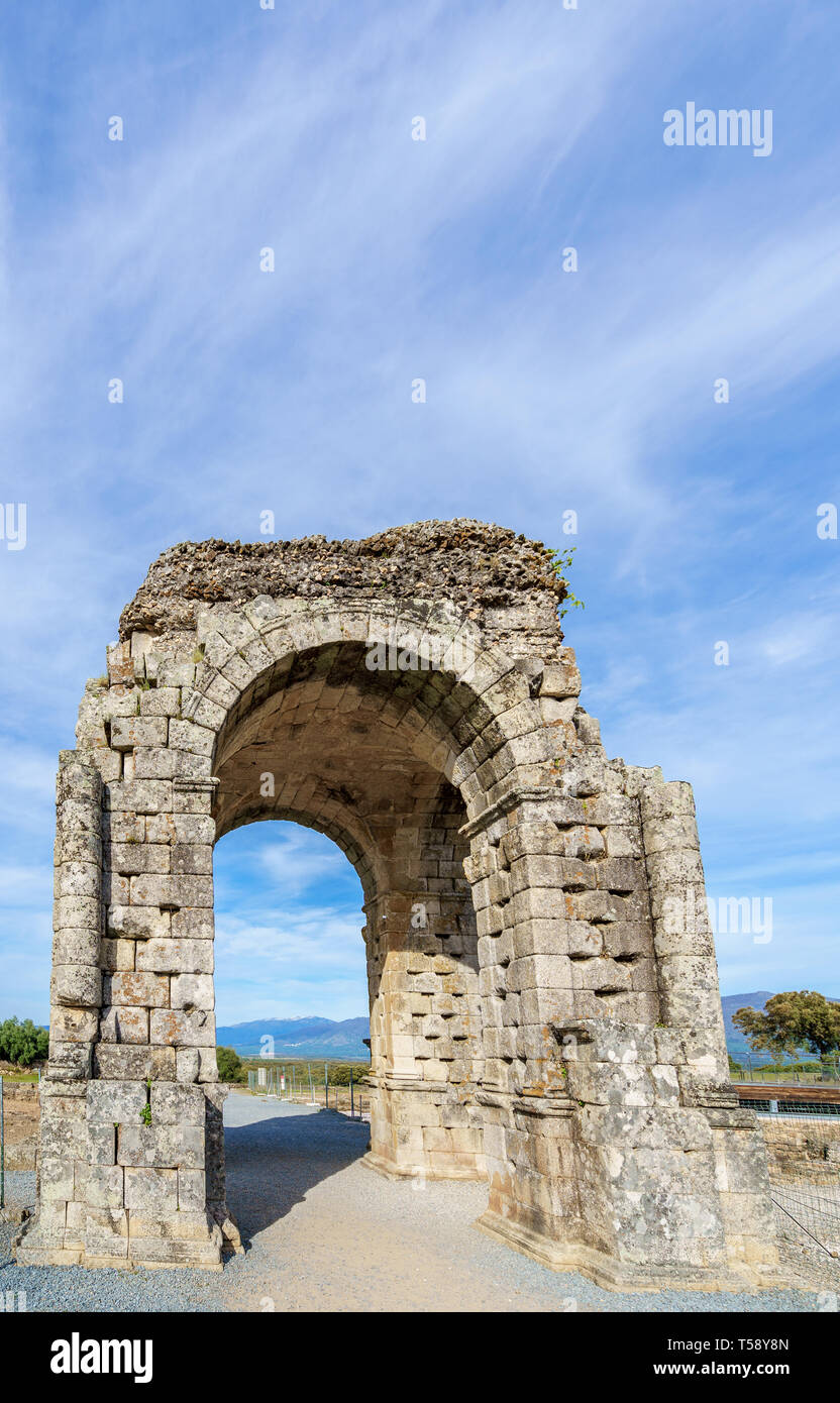 Arch of Caparra, ancient roman city of Caparra in Extremadura, Spain ...