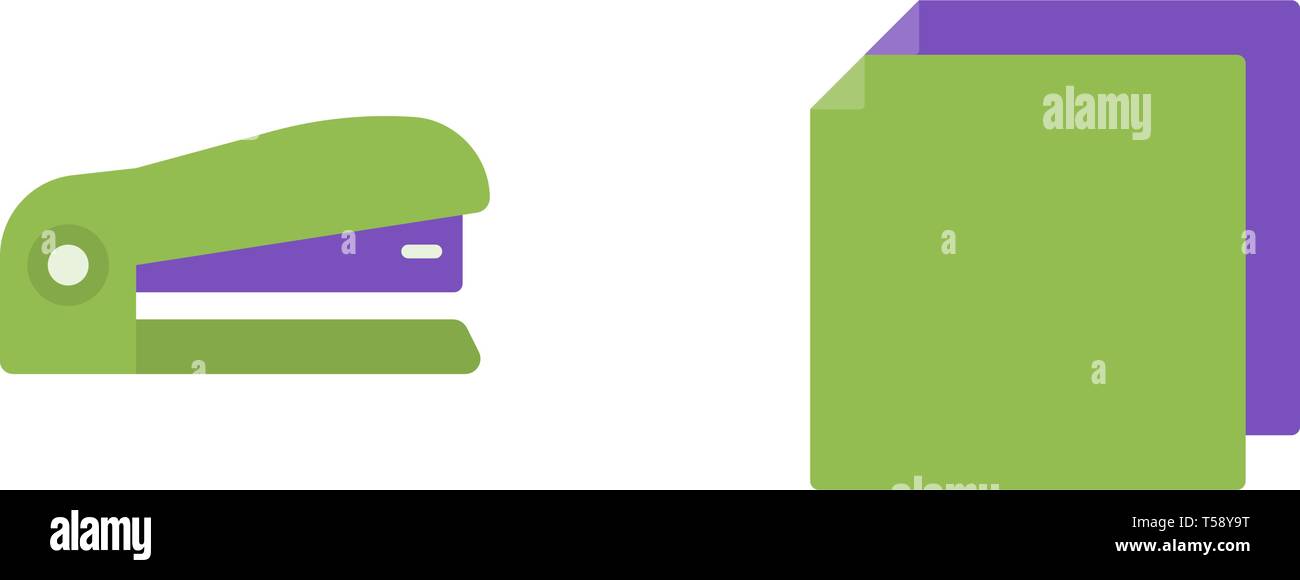 Stapler and paper vector flat icons, stationery vector illustration ...