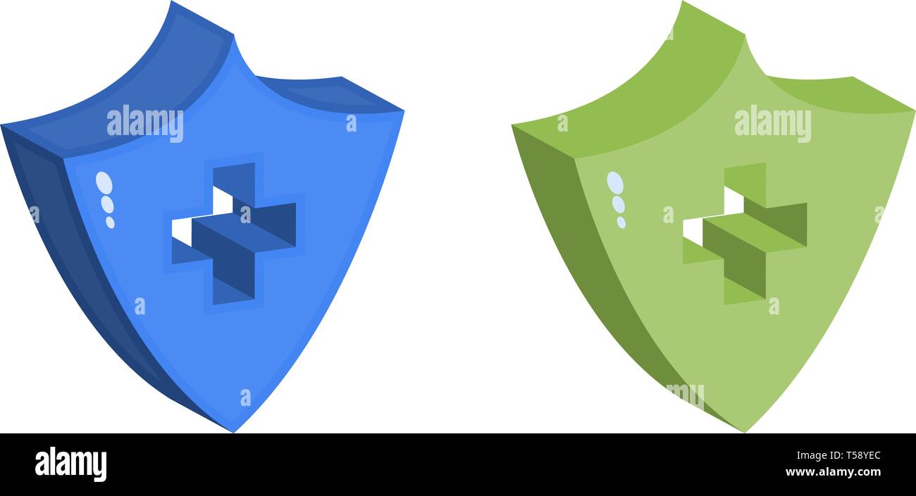 Medical cross in the shield. Shield and plus, protection vector flat ...