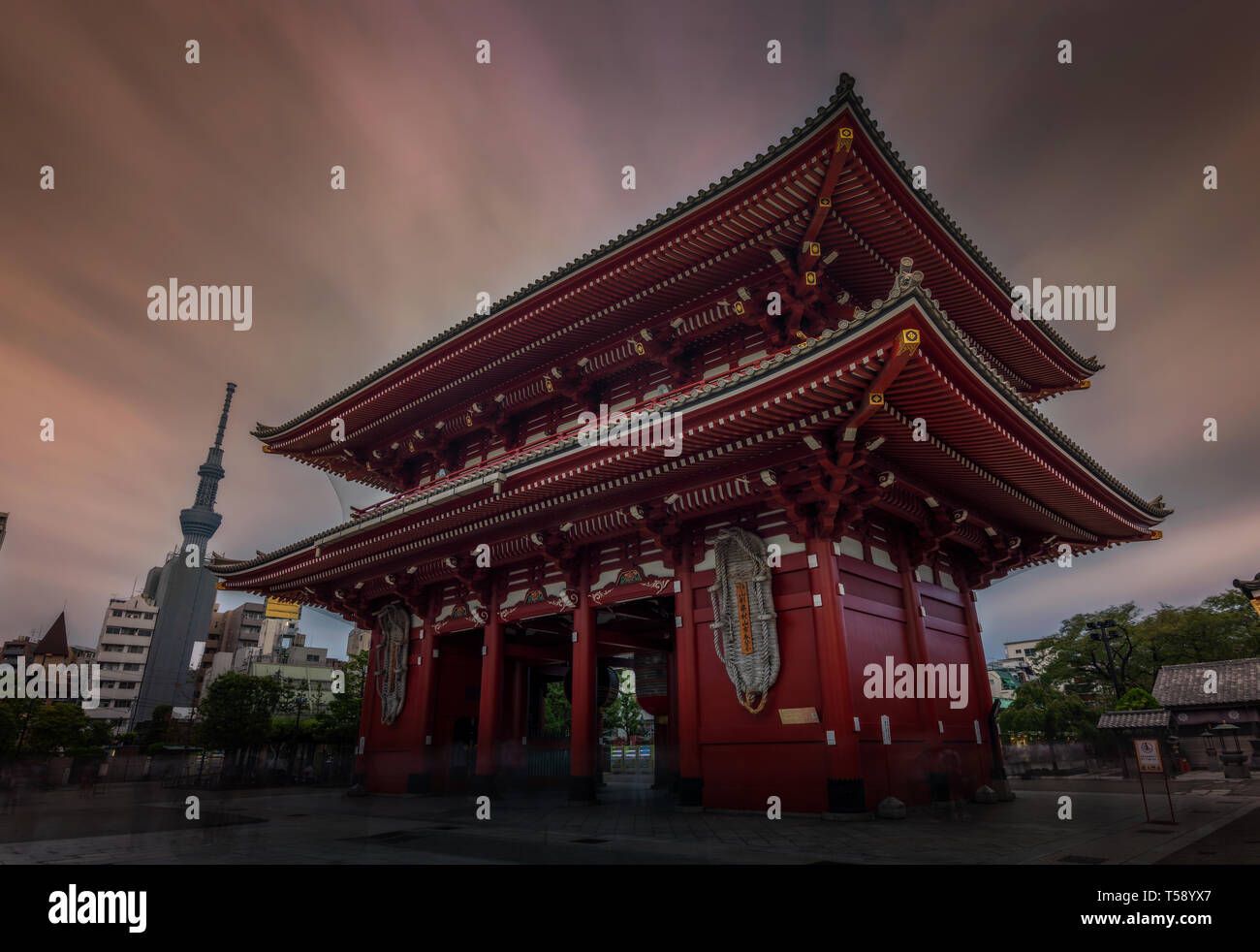 Sensoji-ji Red Japanese Temple in Asakusa at sunset, Tokyo, Japan Stock ...