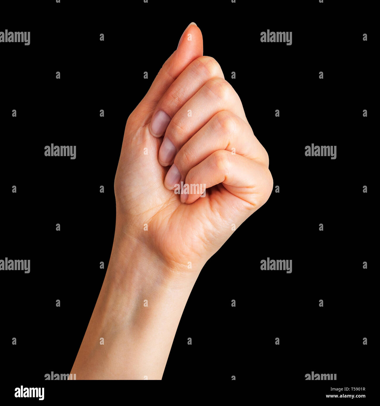 Woman clenched fist. Concept of unity, fight or cooperation Stock Photo ...
