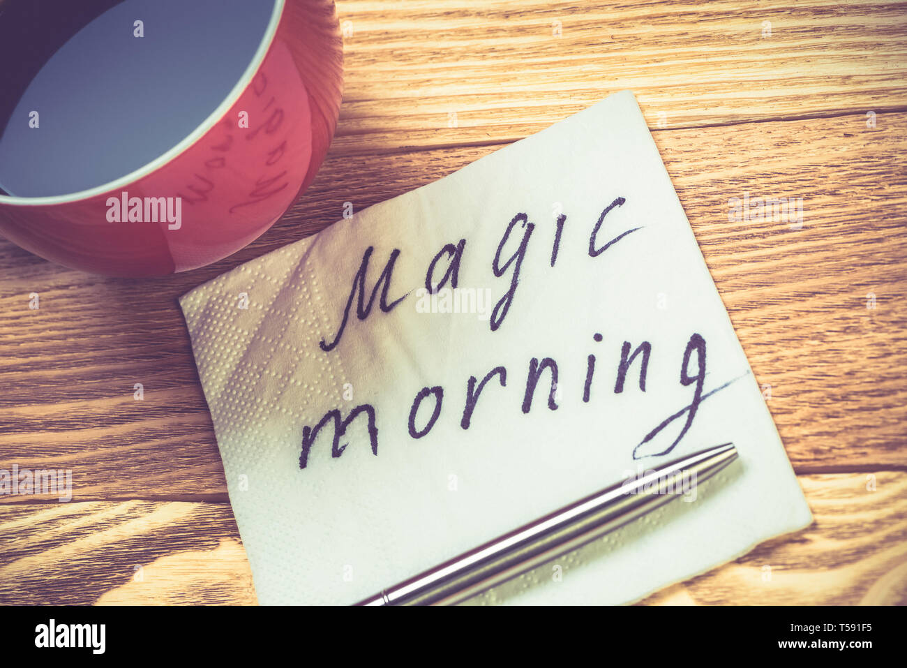 Romantic message written on napkin Stock Photo - Alamy