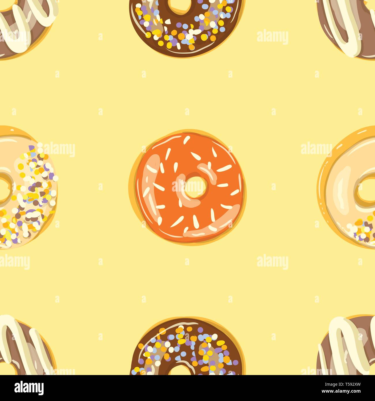 Glazed Donuts seamless pattern. Bakery Vector illustration. Top View doughnuts Stock Vector ...