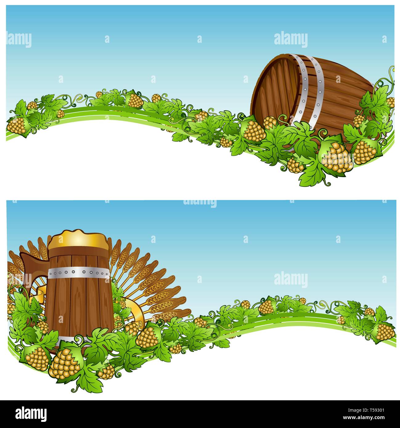 Barrel Mug Beer Background Banner Hop Stock Vector Image And Art Alamy