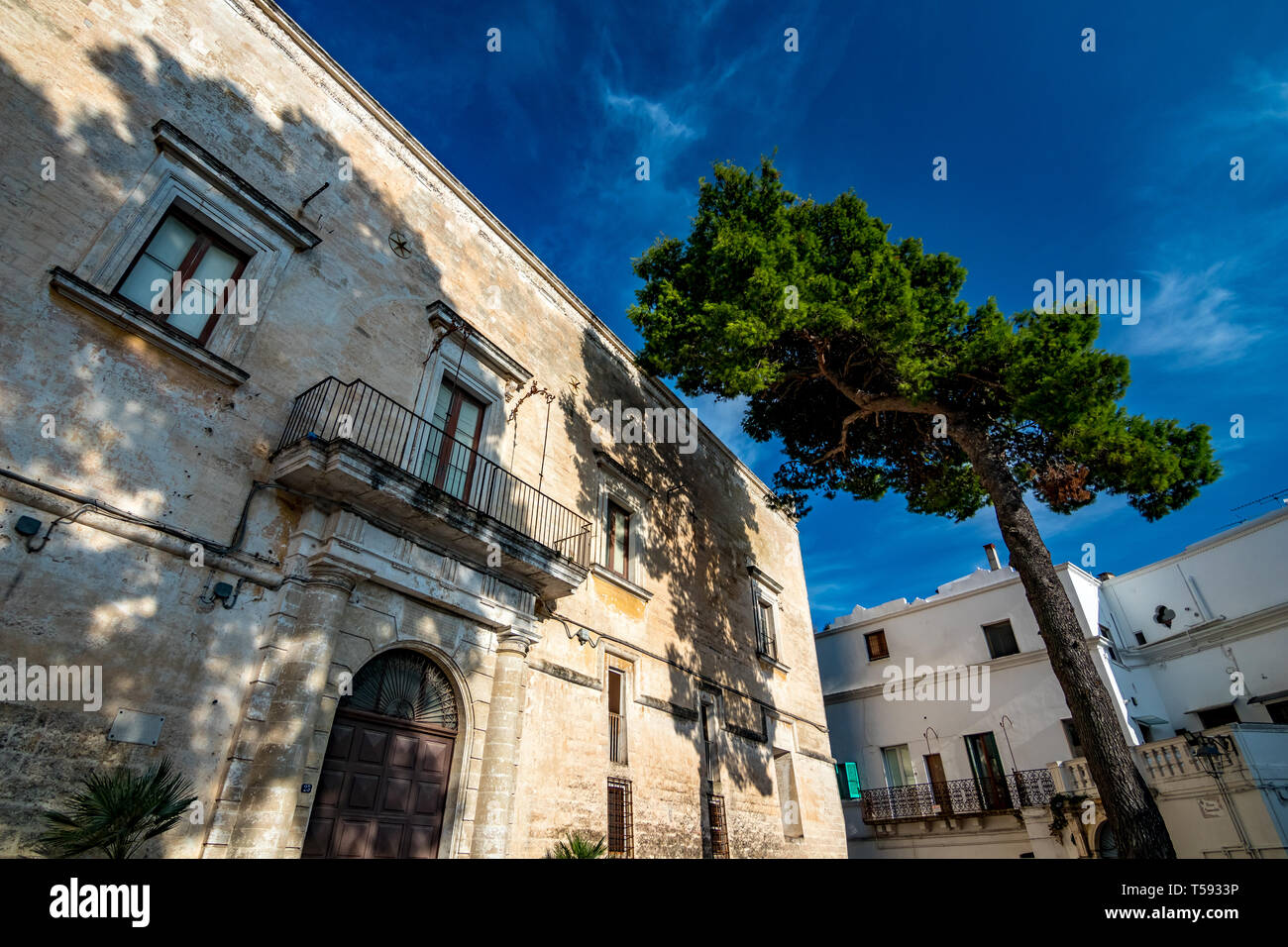 Beautiful facade of building in Puglia. Mediterranean architecture of ...