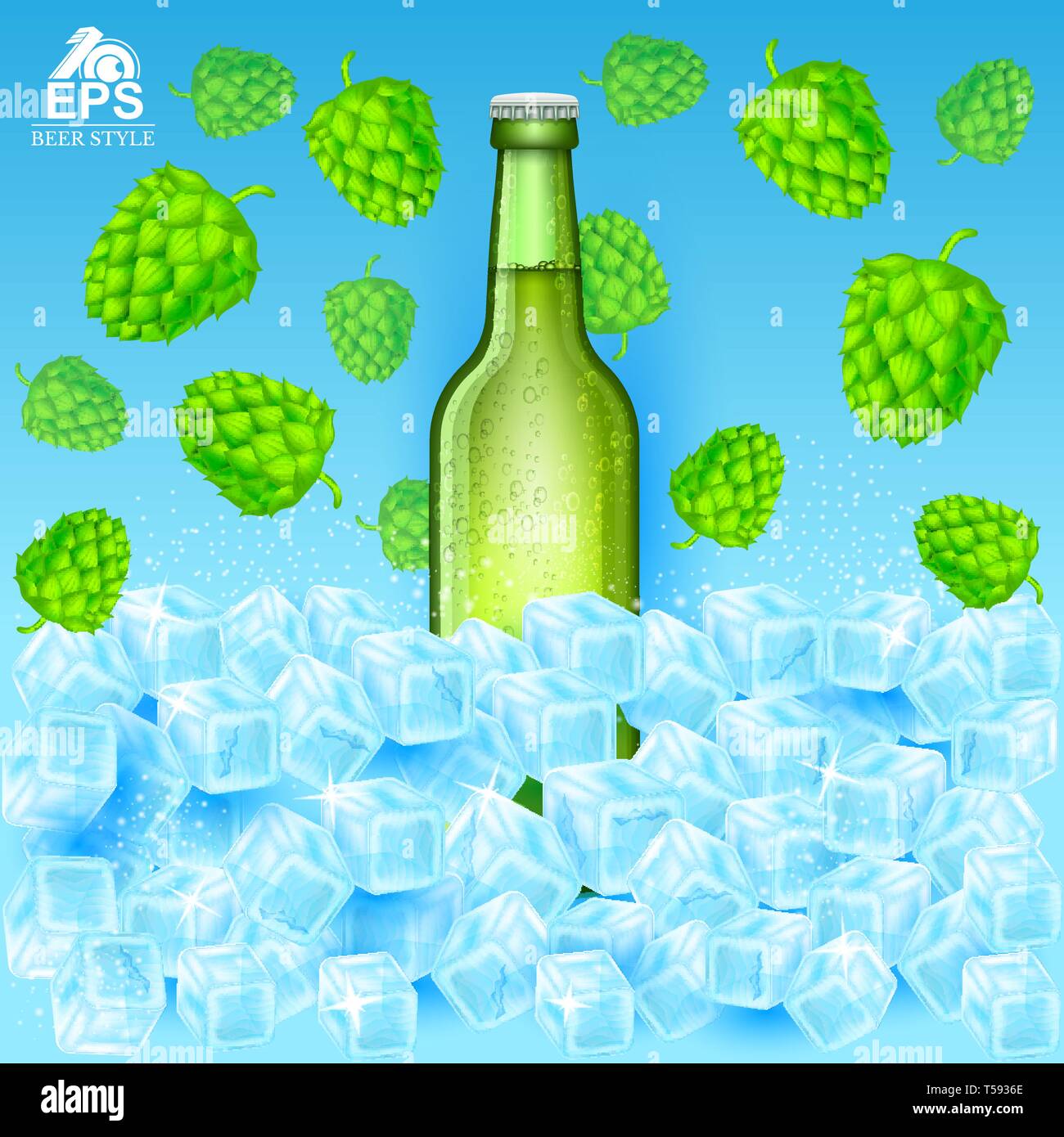 Beer bottles on ice Stock Vector Images - Alamy