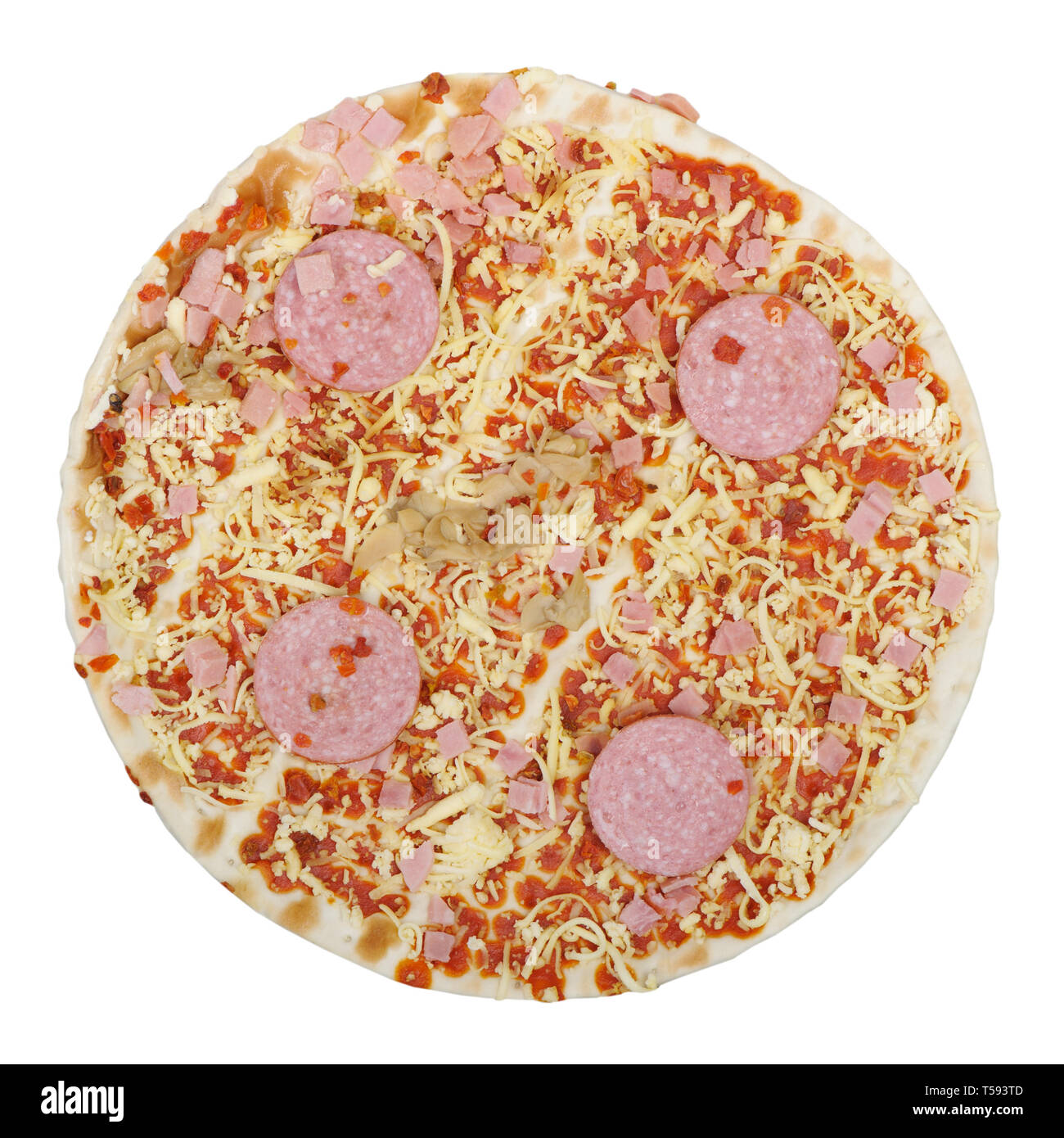 Raw uncooked pizza isolated on white background Stock Photo - Alamy