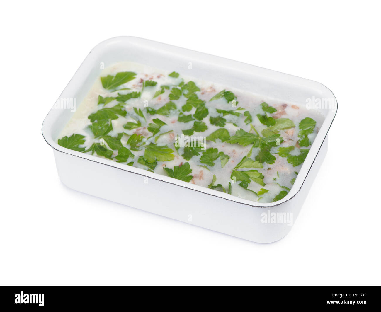 Classic Russian meat jelly in dish isolated on white background Stock ...