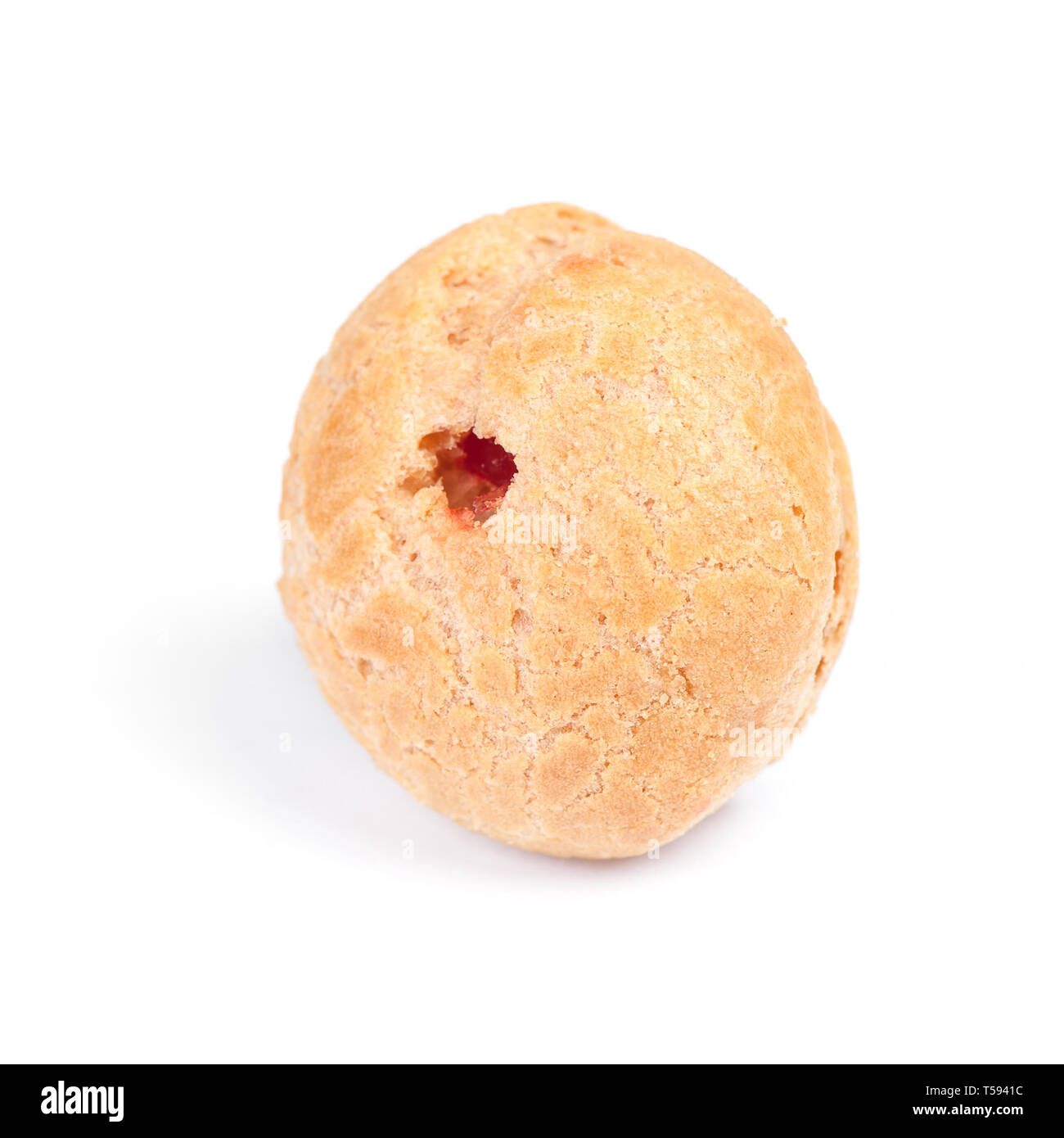 One bun with jam inside isolated on white background Stock Photo - Alamy