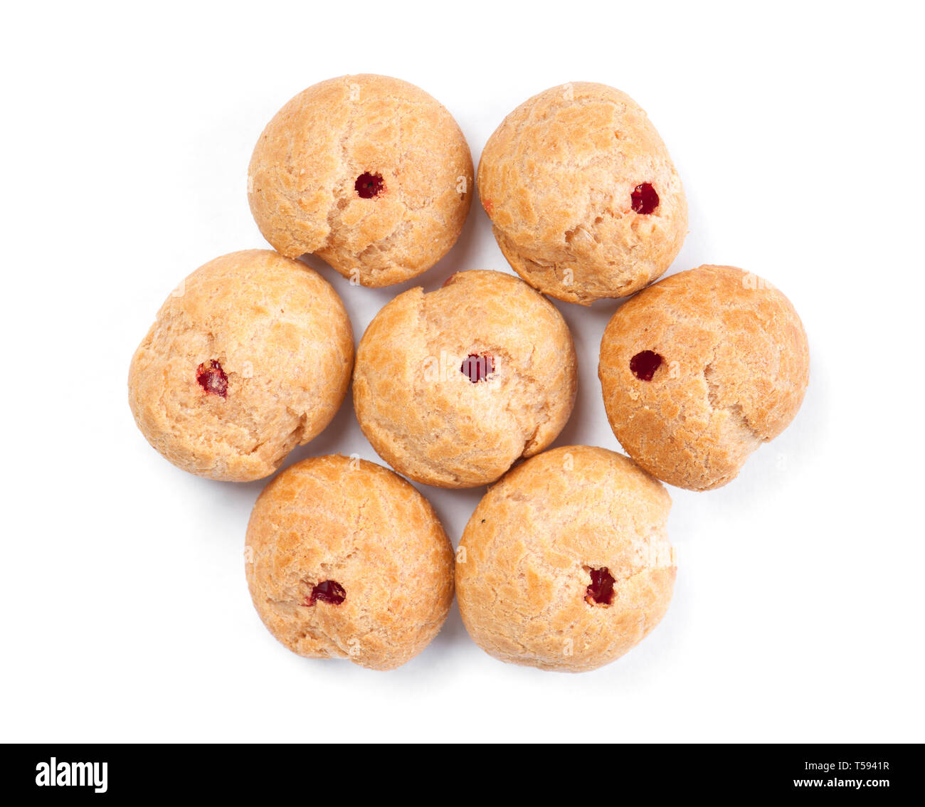 Group of buns with jam inside isolated on white background Stock Photo ...