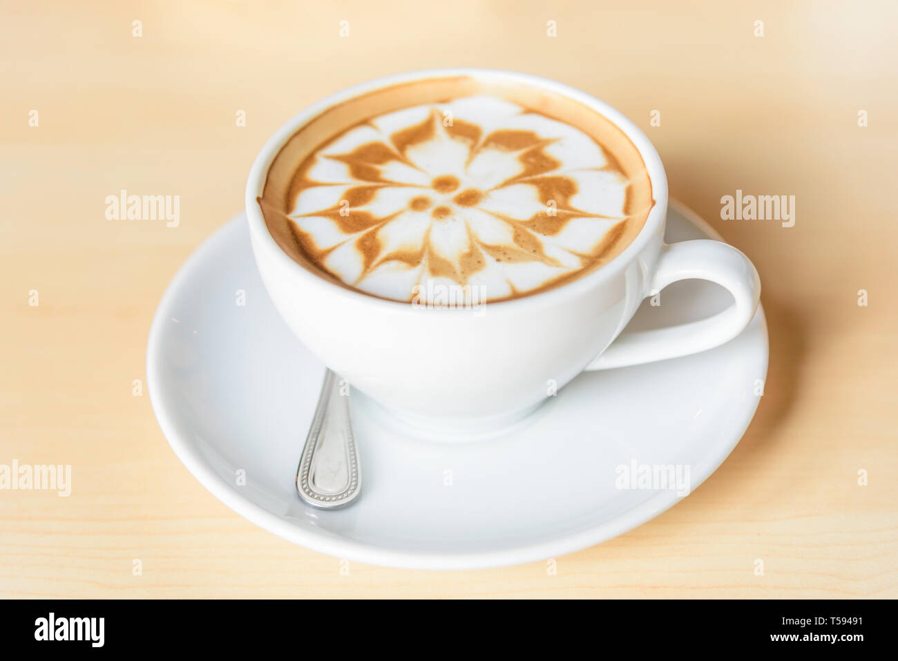 hot cappuccino with nice milk pattern Stock Photo - Alamy