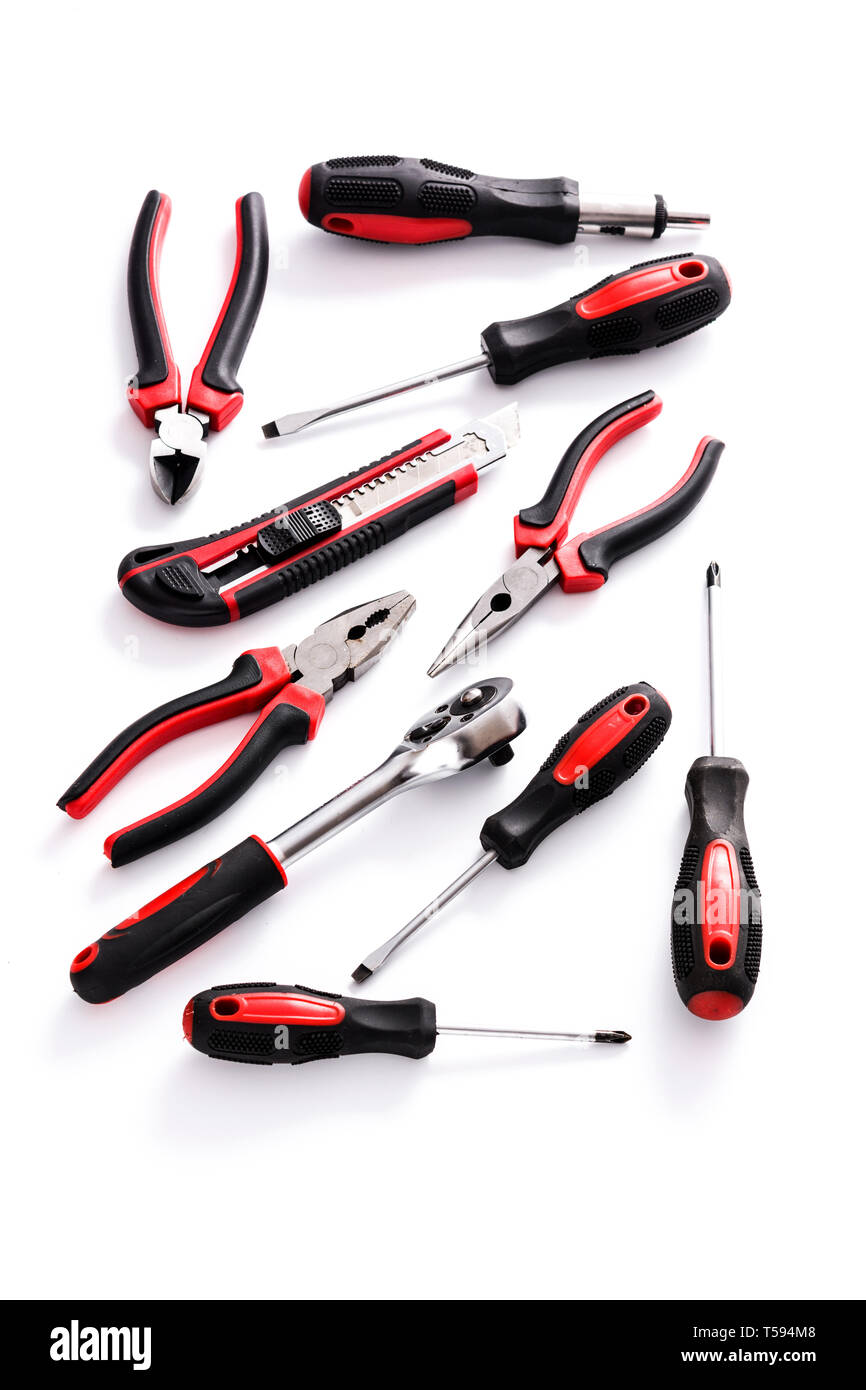 Building tools repair set pattern isolated on white background. Top ...