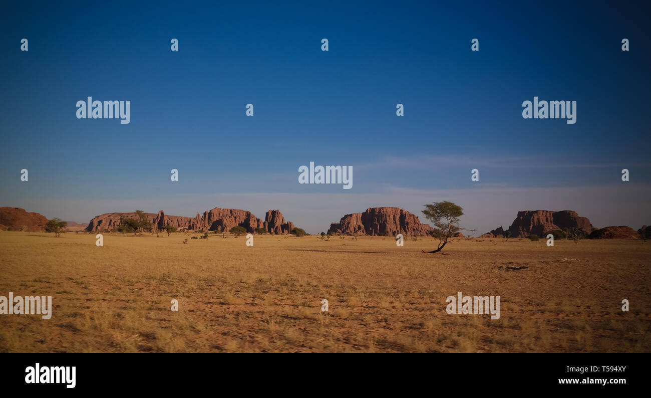 Abstract Rock formation at plateau Ennedi in Terkei valley and mountain ...