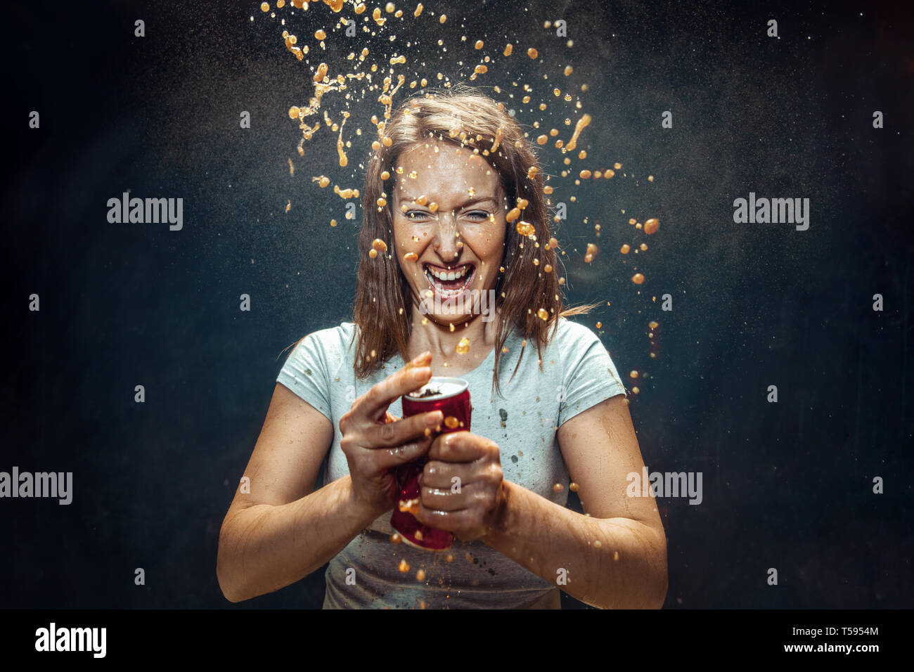 Girl drinking can coke hi-res stock photography and images - Alamy