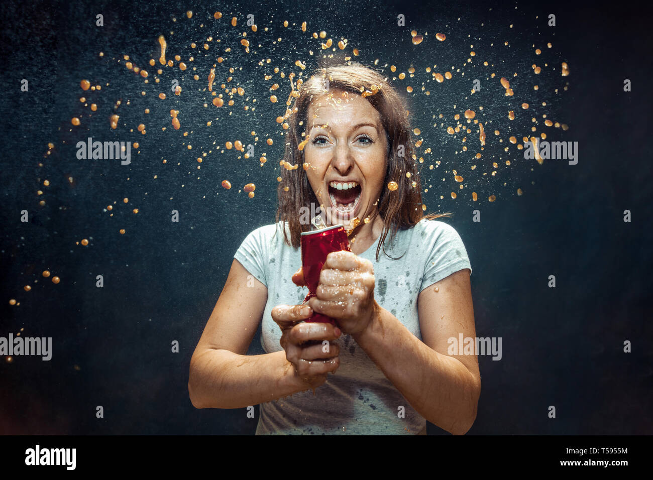 Girl drinking can coke hi-res stock photography and images - Alamy