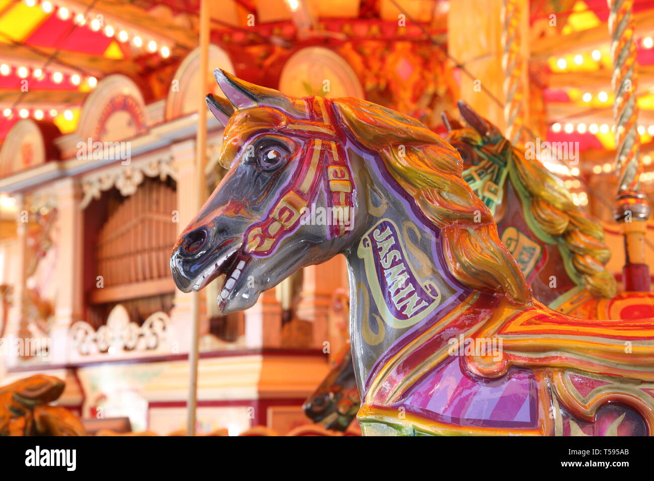 Old fashioned merry go round hi-res stock photography and images - Alamy