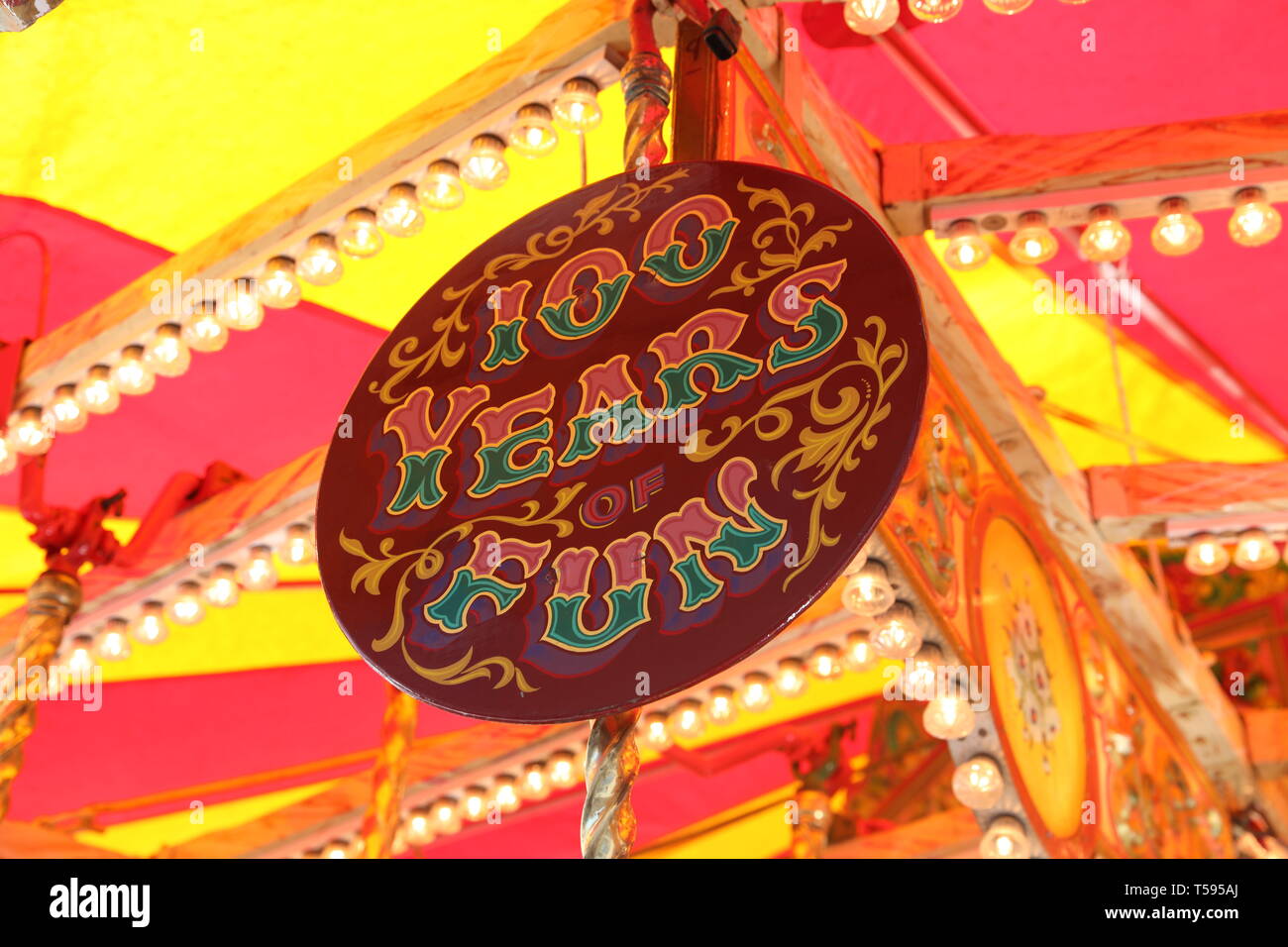 100 Years of Fun Carousel Fairground Stock Photo - Alamy