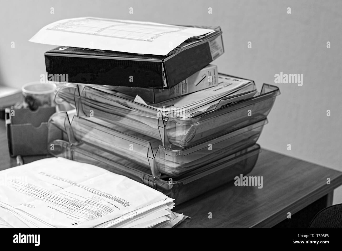 Concept: office routine work. A stack of office documents Stock Photo ...